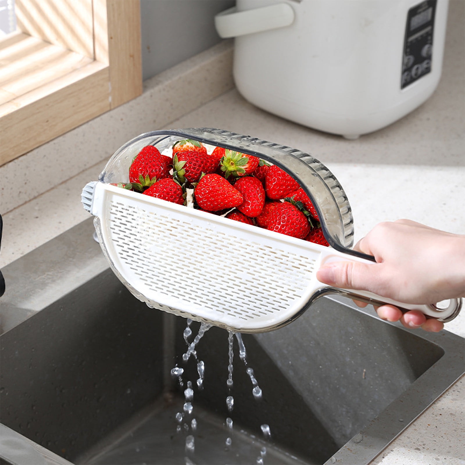 Qaailabf Kitchen Sink Strainer Basket Multi-Purpose Plastic Colander ...