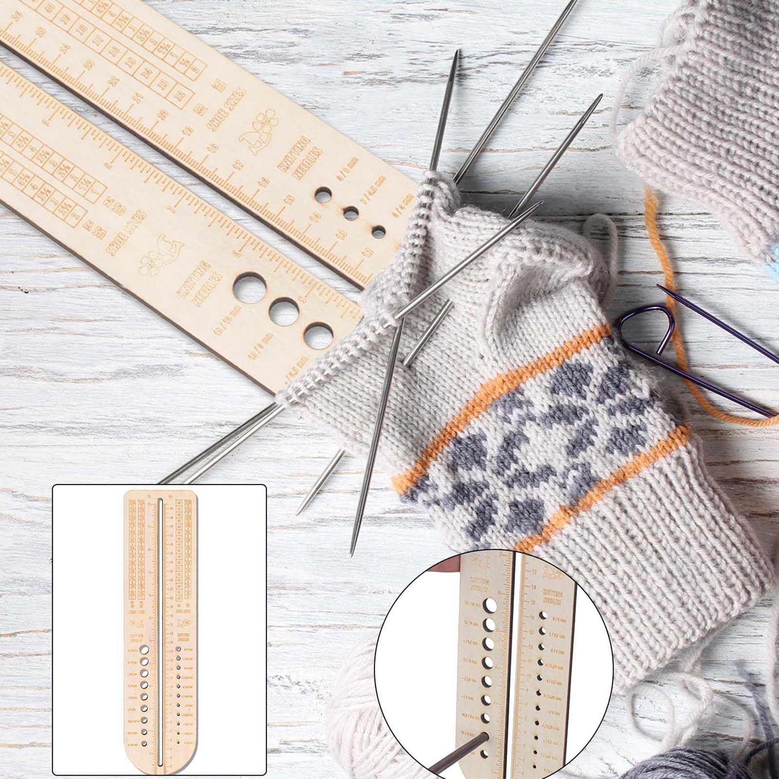 Qaailabf Knitting Needle Gauge Ruler 19 Sizes Plastic Measuring Tool ...