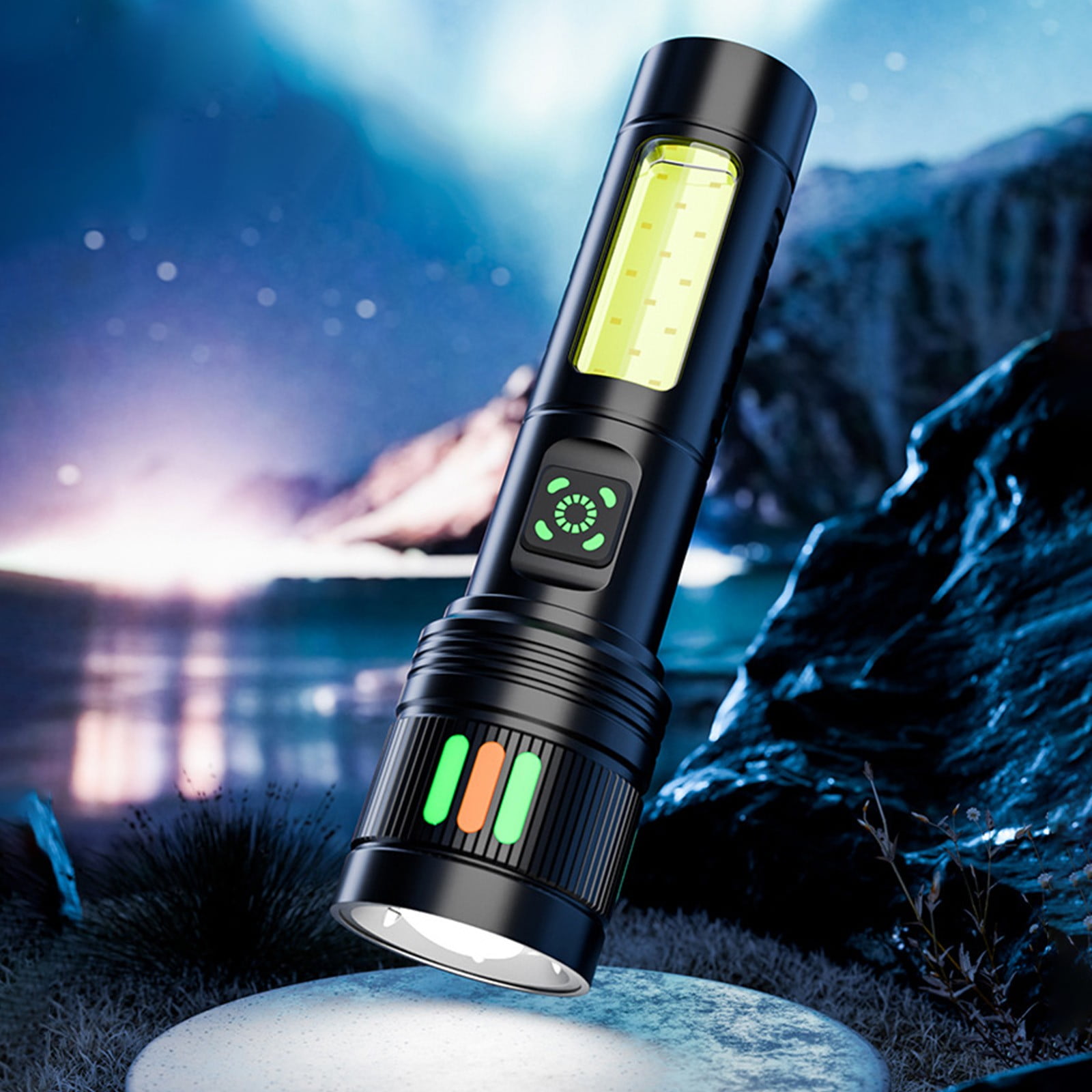 Qaailabf LED Tactical Flashlight Rechargeable 18650 Battery with 6 ...