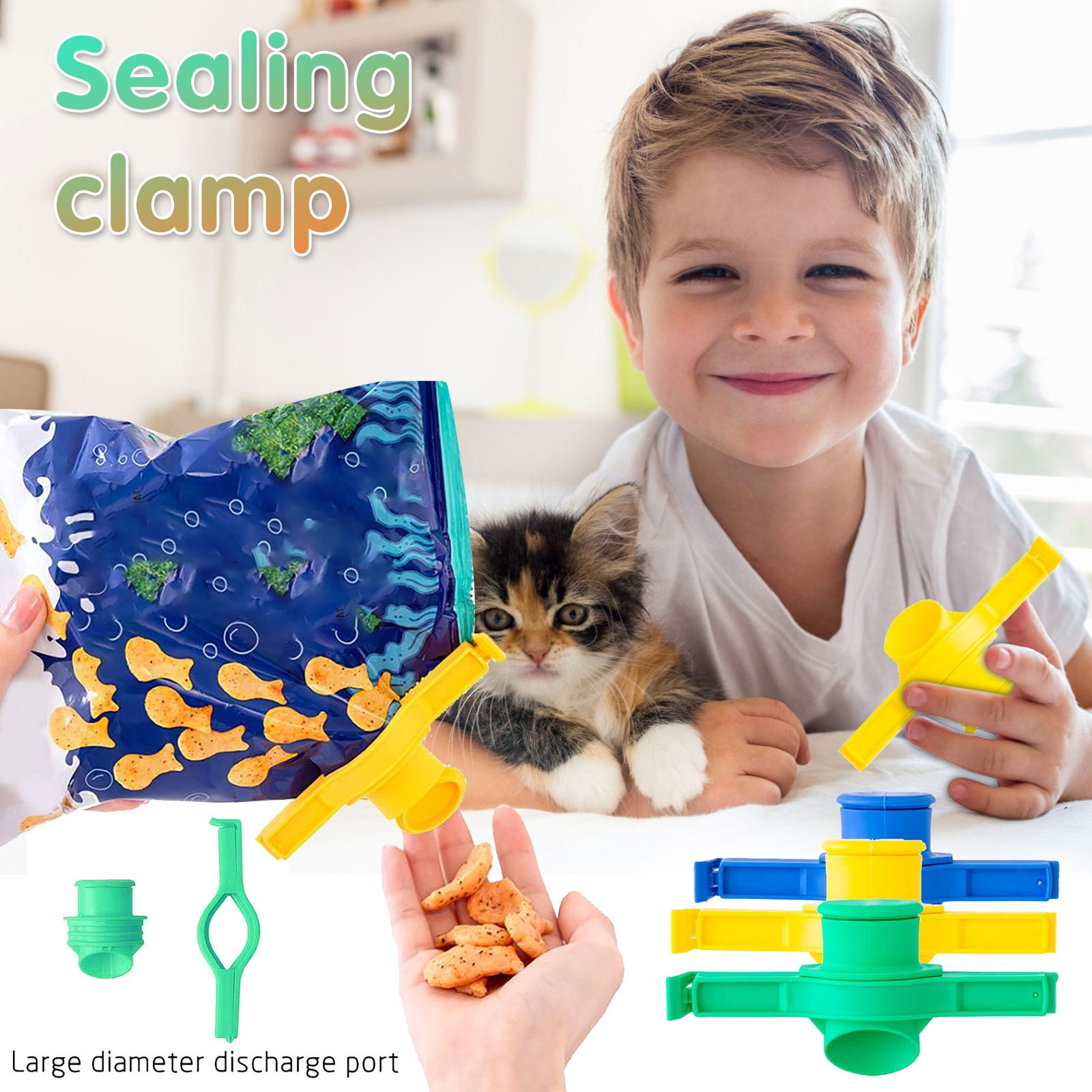 Qaailabf Large Food Storage Bag Clips with Pour Spout 3 Pack - Airtight ...