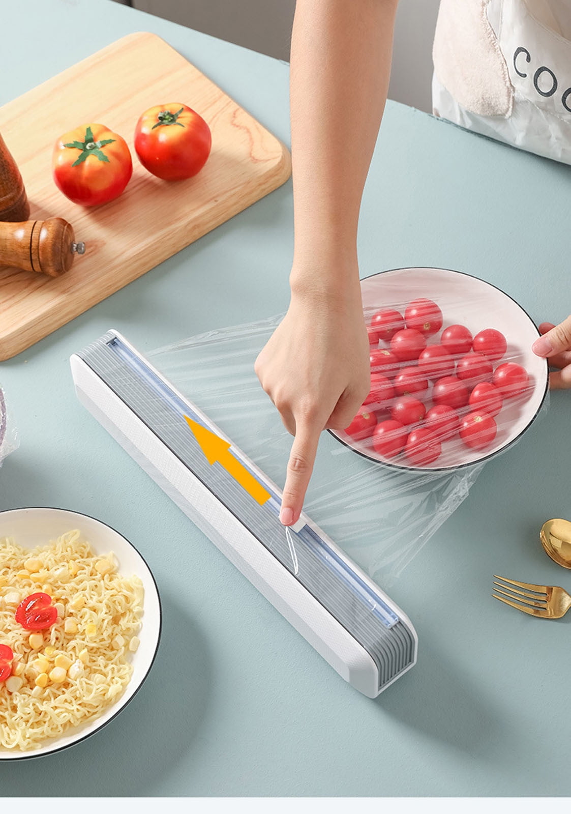 Qaailabf Magnetic Kitchen Wrap Dispenser with Built-in Cutter - 37cm ...