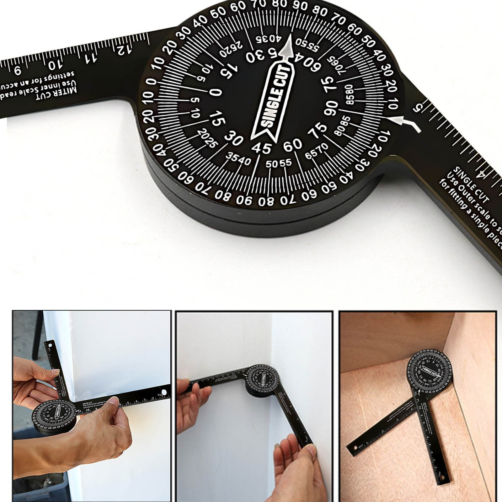 Qaailabf Miter Saw Protractor Angle Finder Ruler with Dual Engraved ...