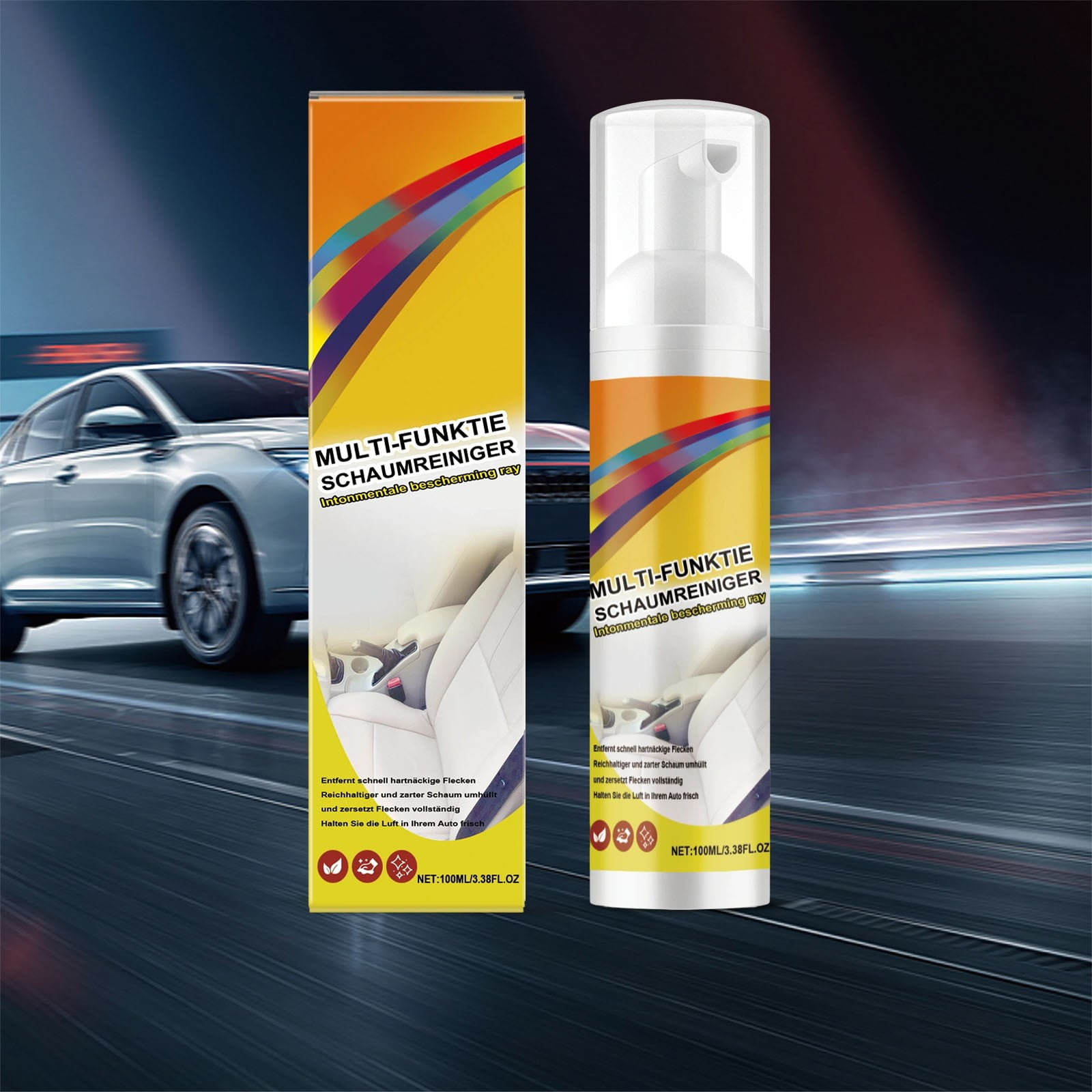 Qaailabf Multi-Function Car Foam Cleaner 100ml - Deep Cleaning Formula for Interior & Exterior ...