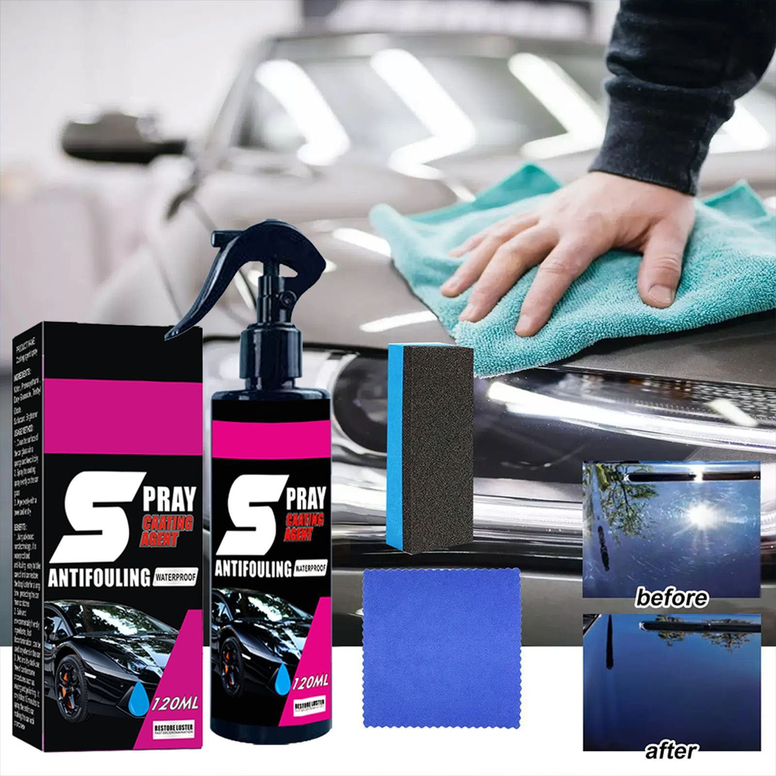 Qaailabf Nano Ceramic Car Paint Coating Spray 120ml | High Gloss Hydrophobic Protection ...