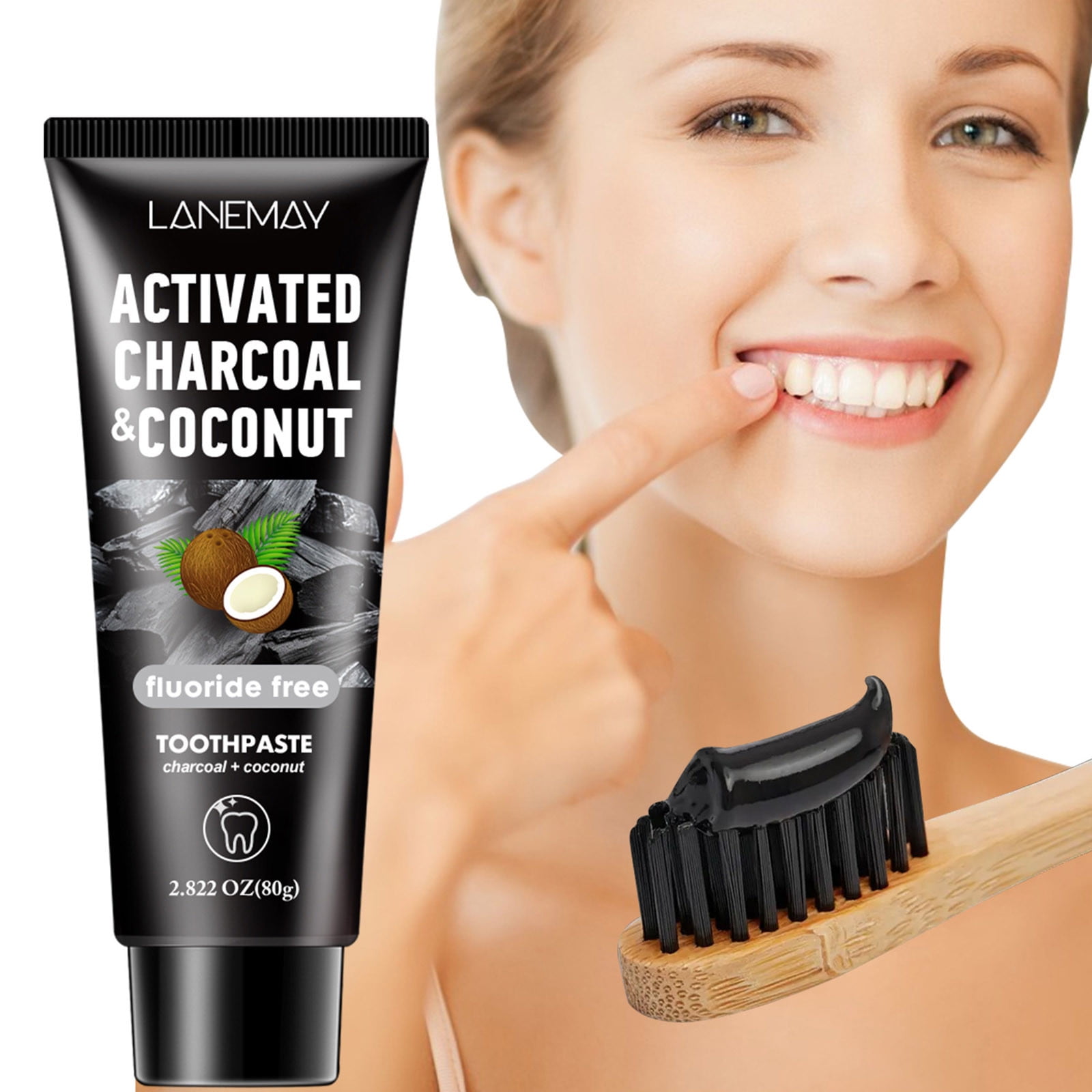 Qaailabf Natural Charcoal Coconut Whitening Toothpaste | Stain Removal ...