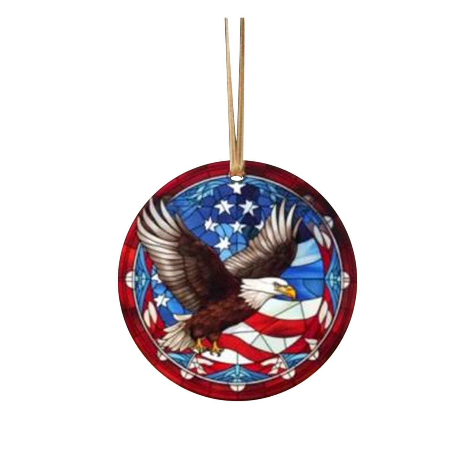 Qaailabf Patriotic Round Hanging Plaque, Red White and Blue American ...