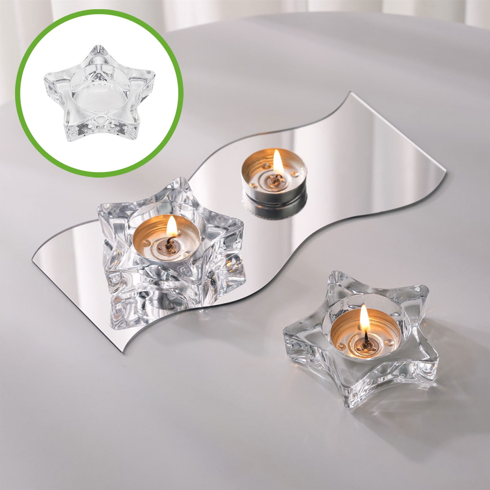 Qaailabf Pentagram Glass Candlestick | Star-Shaped Clear Candle Holder ...