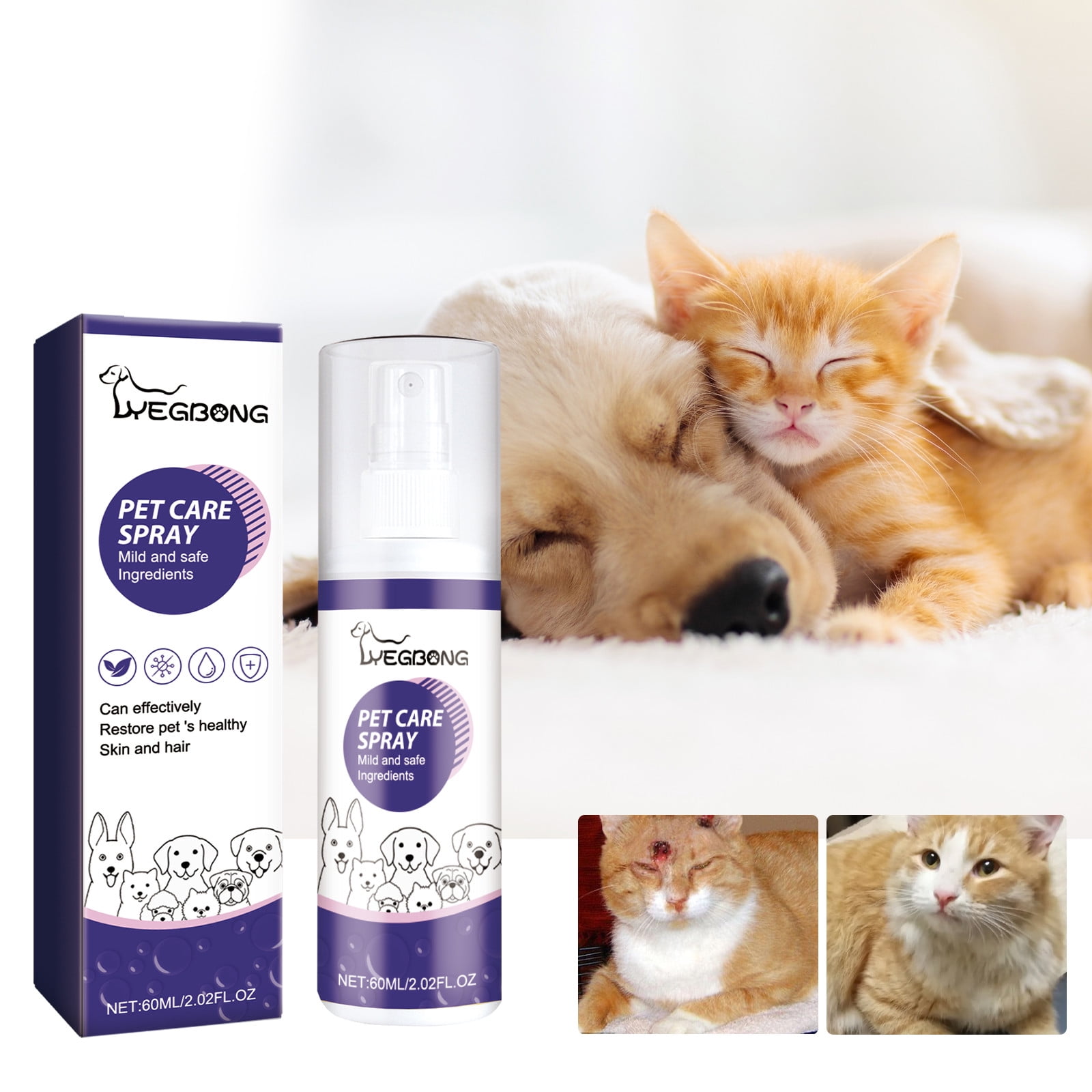 Pet Care Spray for Dogs Cats | Itchy Skin Relief & Allergy Rashes | Hot ...