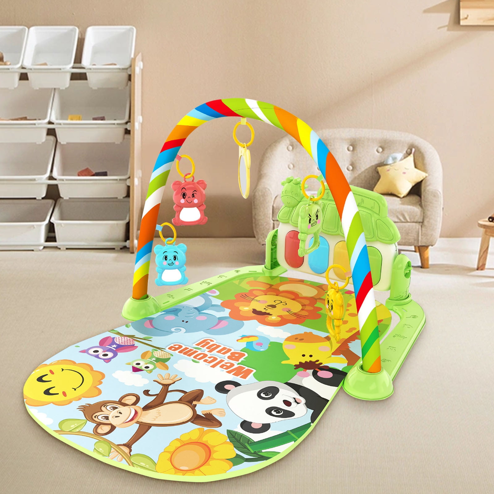 Qaailabf Piano Play Mat Activity Gym | 4-in-1 Baby and Toddler Floor ...