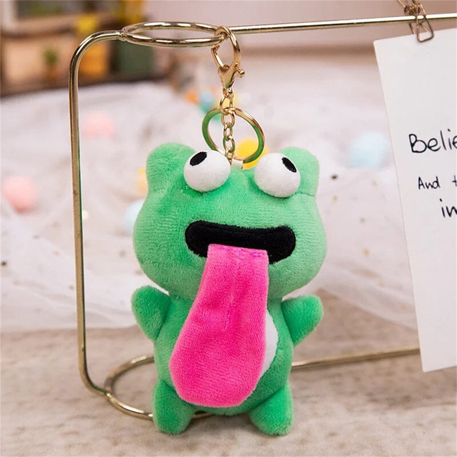 Qaailabf Cute Frog Keychain | Sticking Out Tongue Design | Soft ...