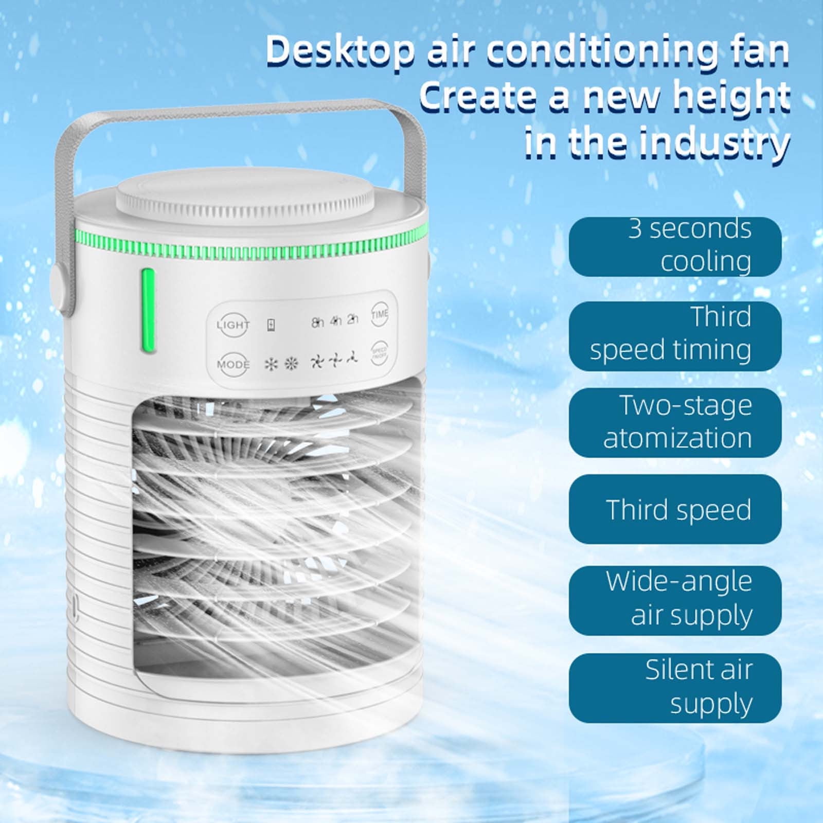 Qaailabf Portable Mini Air Cooler Fan 600ml Desktop Humidifier 3 Speed ...