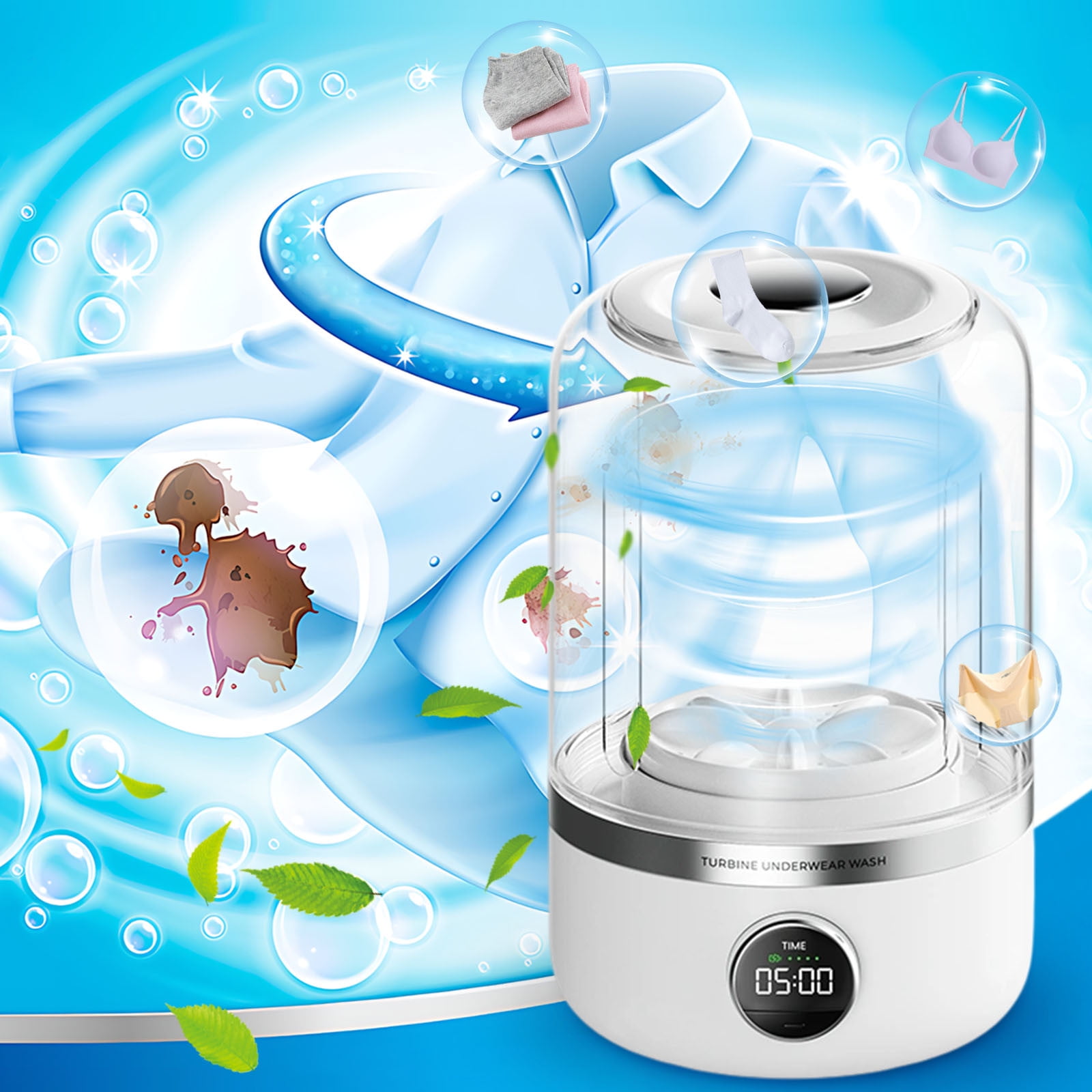 Qaailabf Portable Mini Washing Machine Rechargeable 4000mAh Battery ...