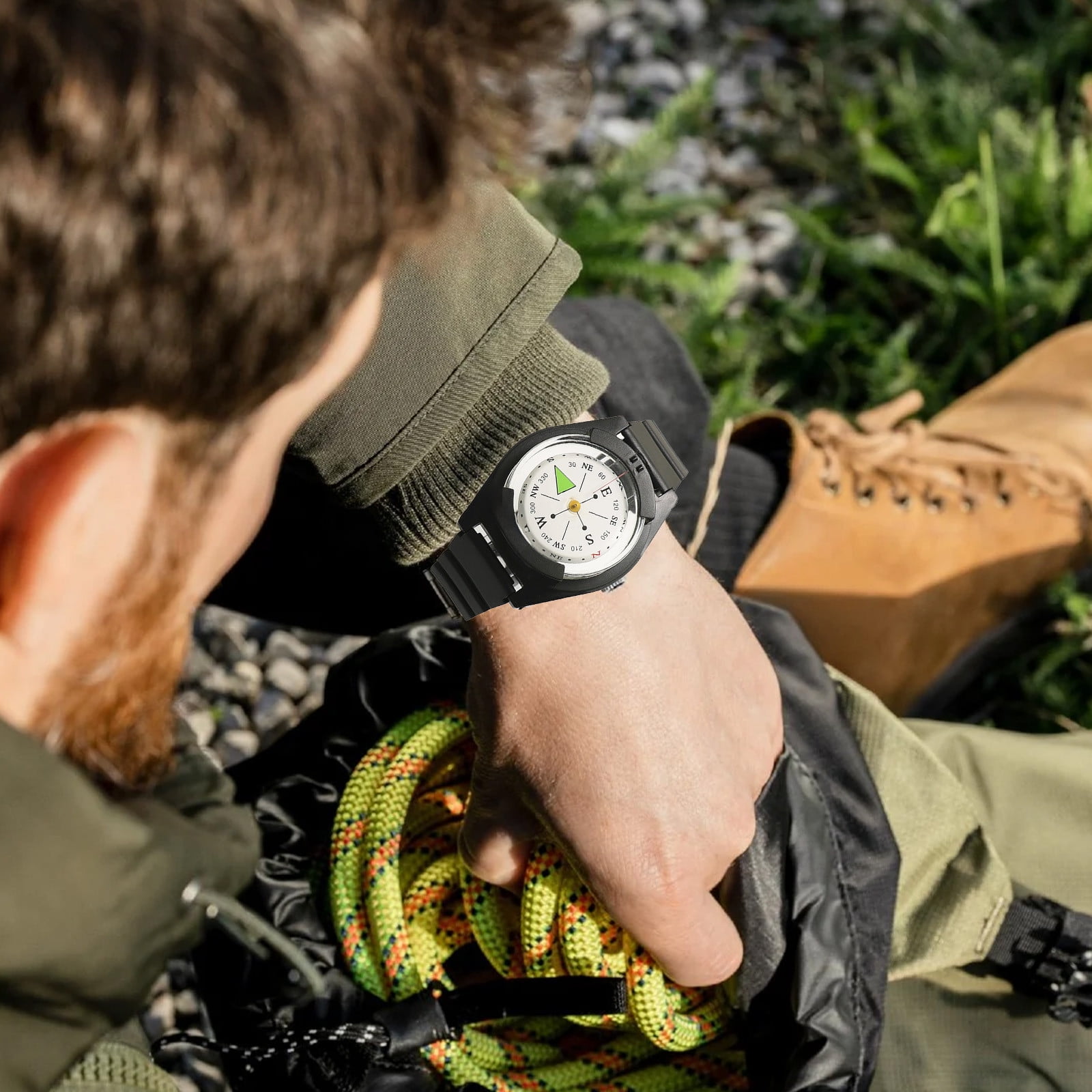 Qaailabf Portable Outdoor Navigation Watch Compass with Silicone Gel ...