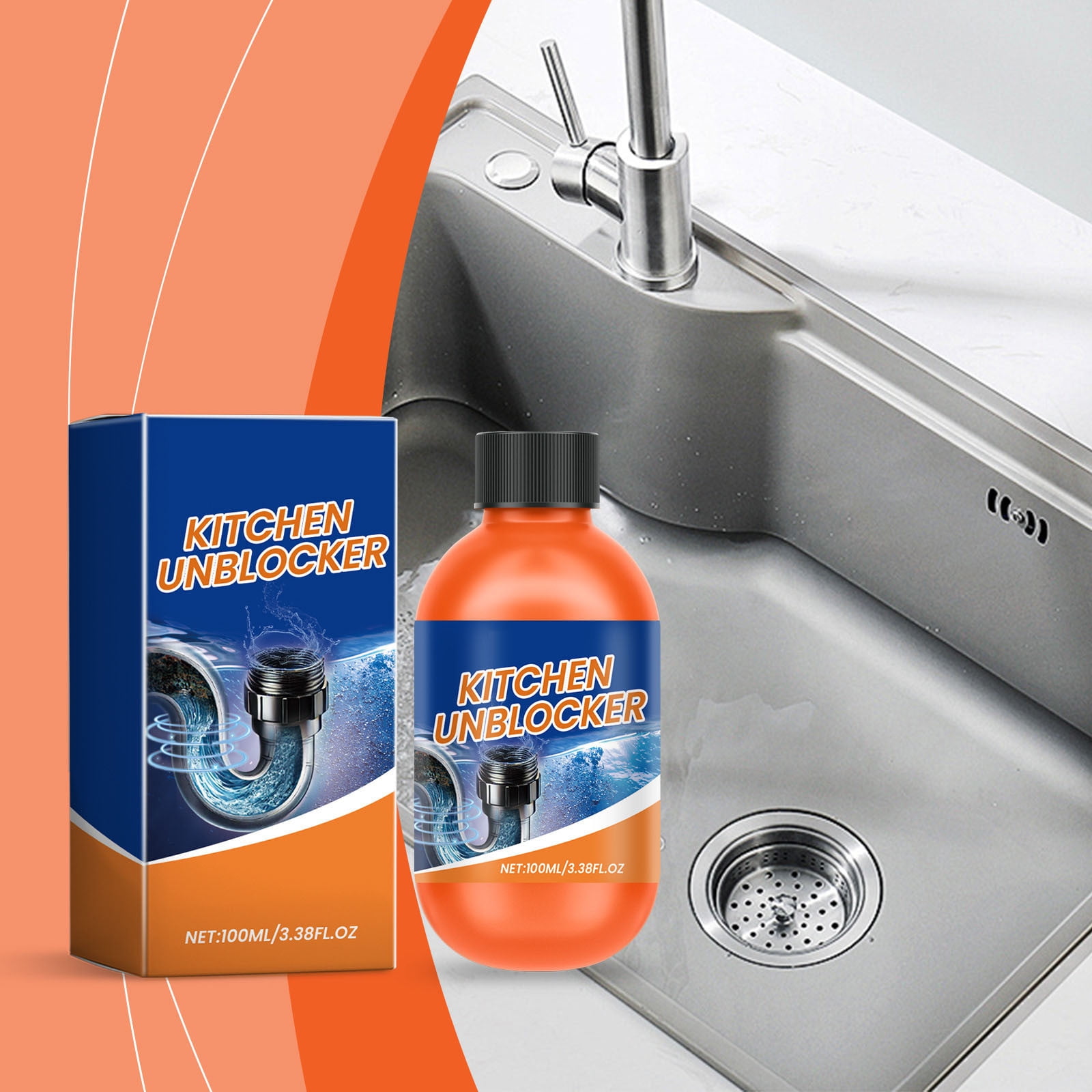 Qaailabf Powerful Pipe Unclogger 100ml Kitchen Sink Sewer Cleaner ...