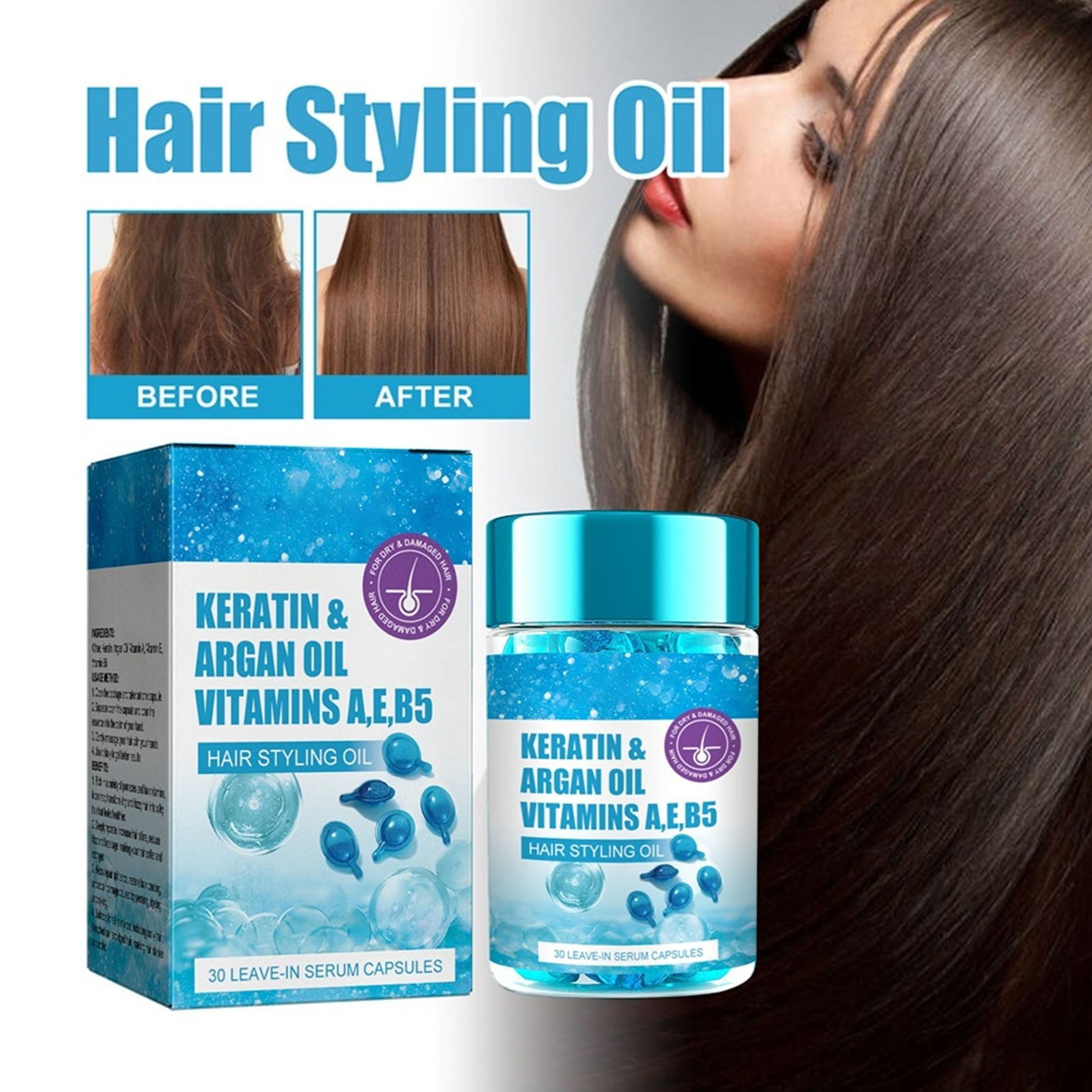 Qaailabf Professional Hair Serum with Keratin, Argan Oil & Vitamins A C ...