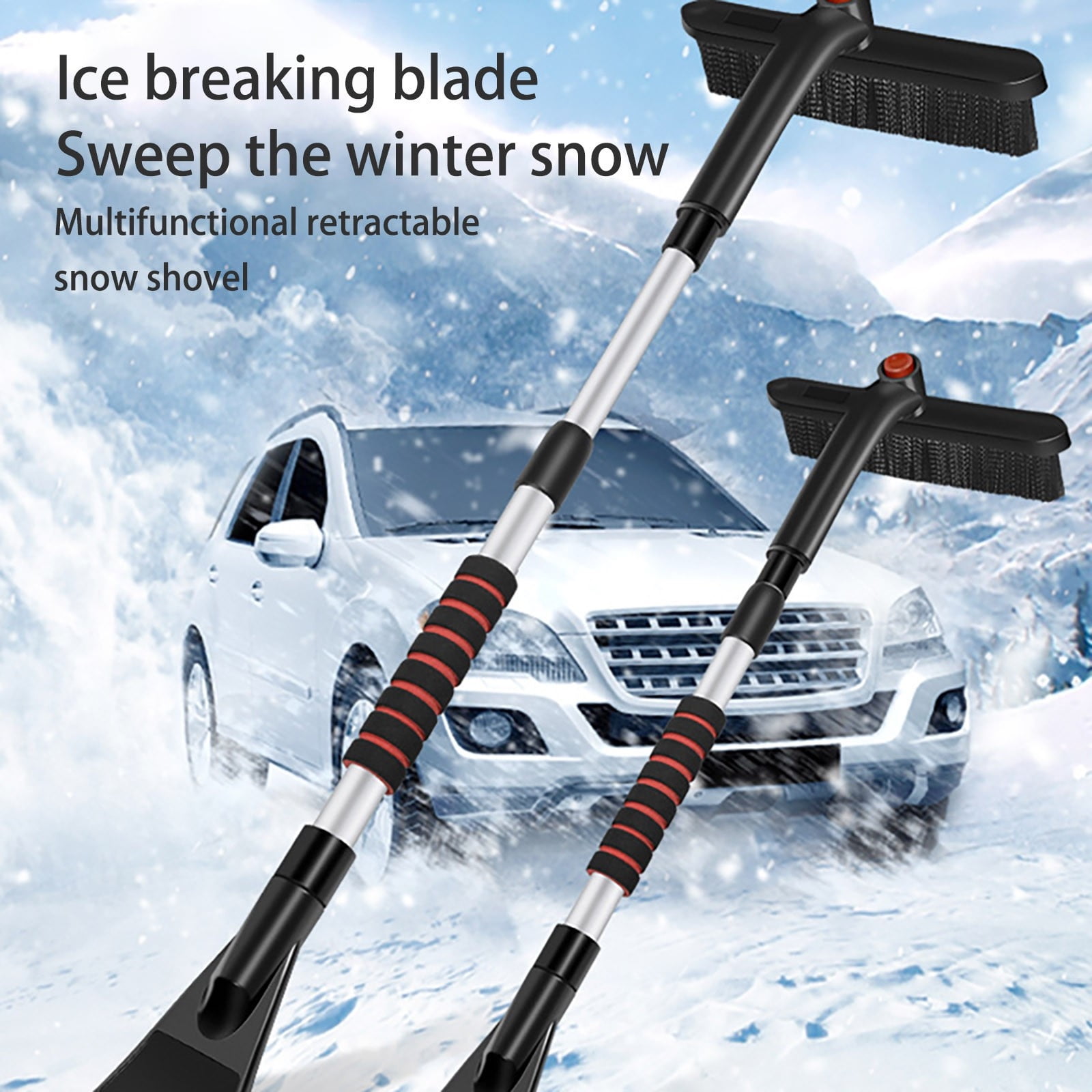 Qaailabf Retractable Snow Brush for Cars, 34" Extendable Aluminum ...