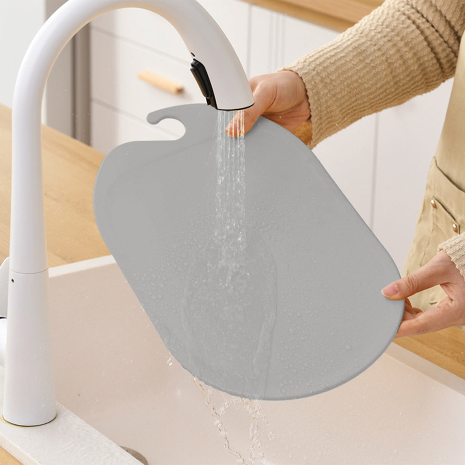 Qaailabf Reversible TPU Cutting Board with Juice Grooves, 37x24cm ...