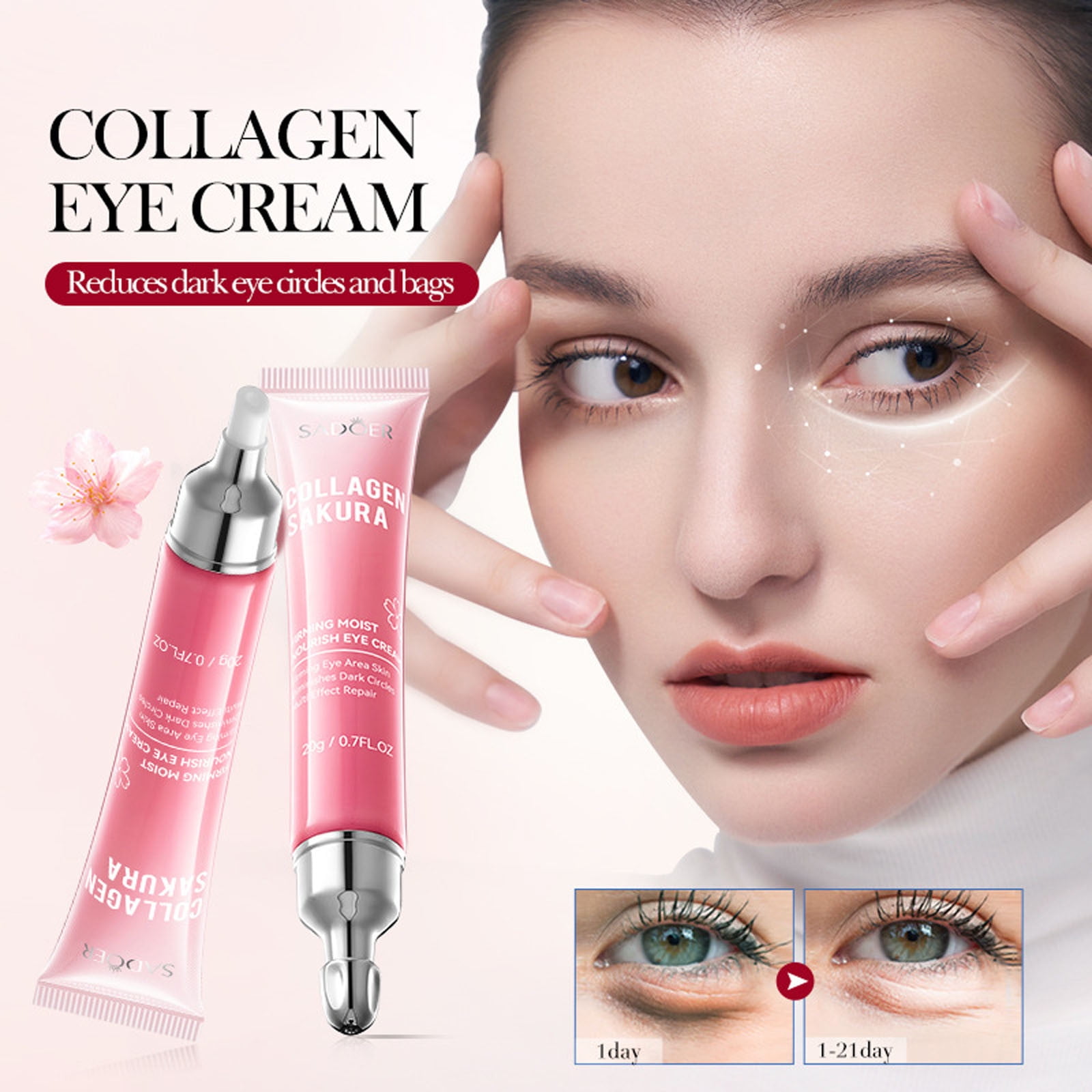 Qaailabf Sakura Collagen Firming Bouncing Eye Cream | Moisturizing Anti-Aging Eye Contour ...