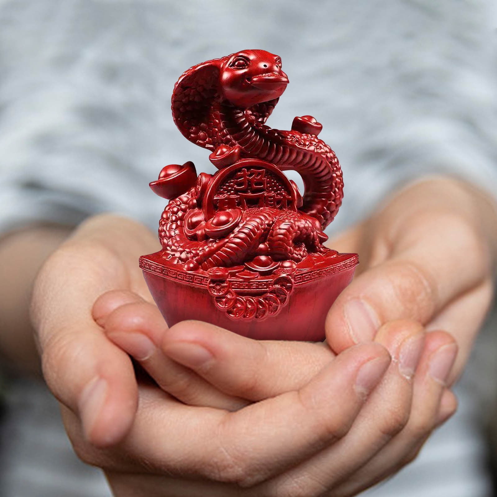 Qaailabf Snake Statue Small Wooden Chinese Feng Shui Figurine 2025 Year ...