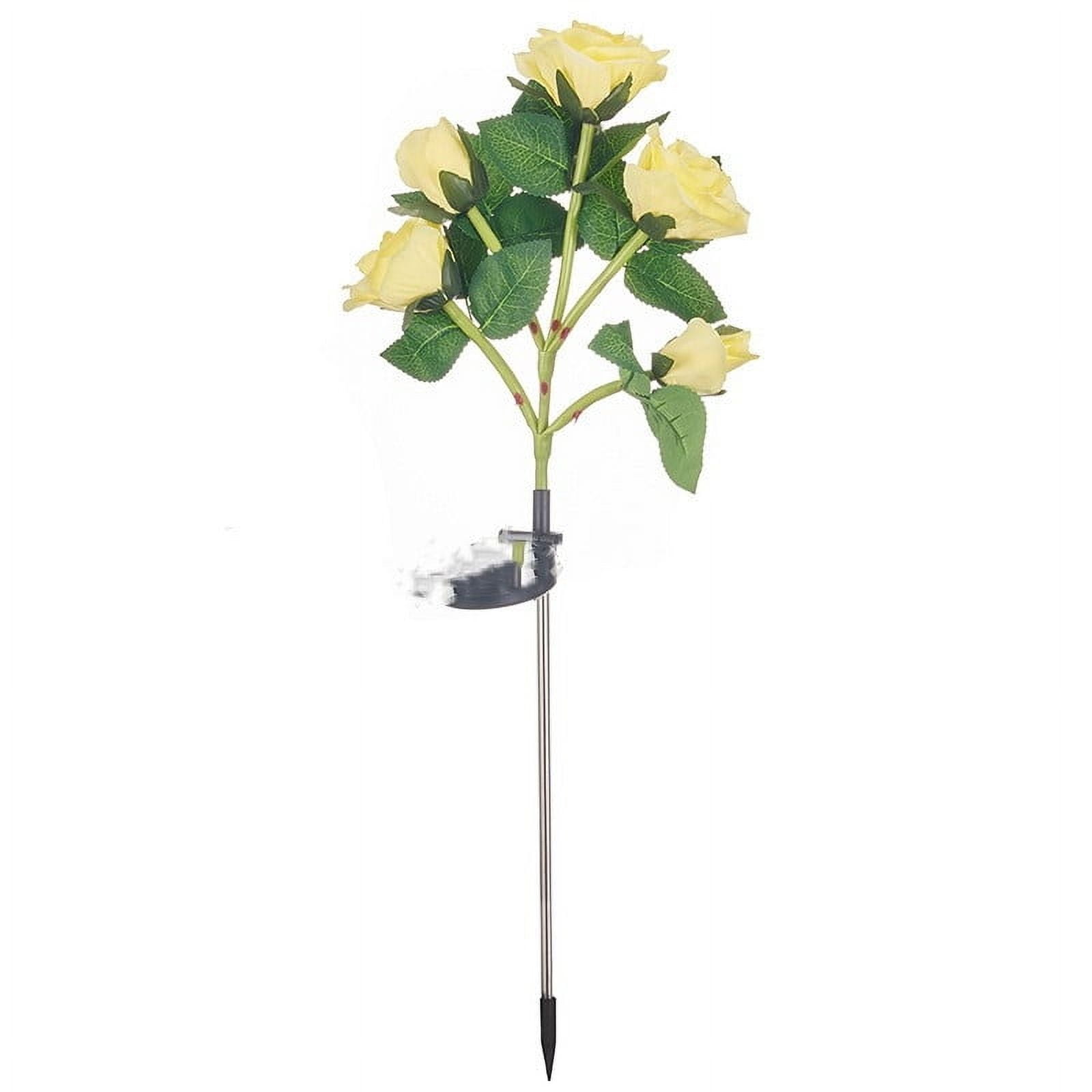 Qaailabf Solar Flower Stake Lights for Garden 5 Romantic LED Roses ...