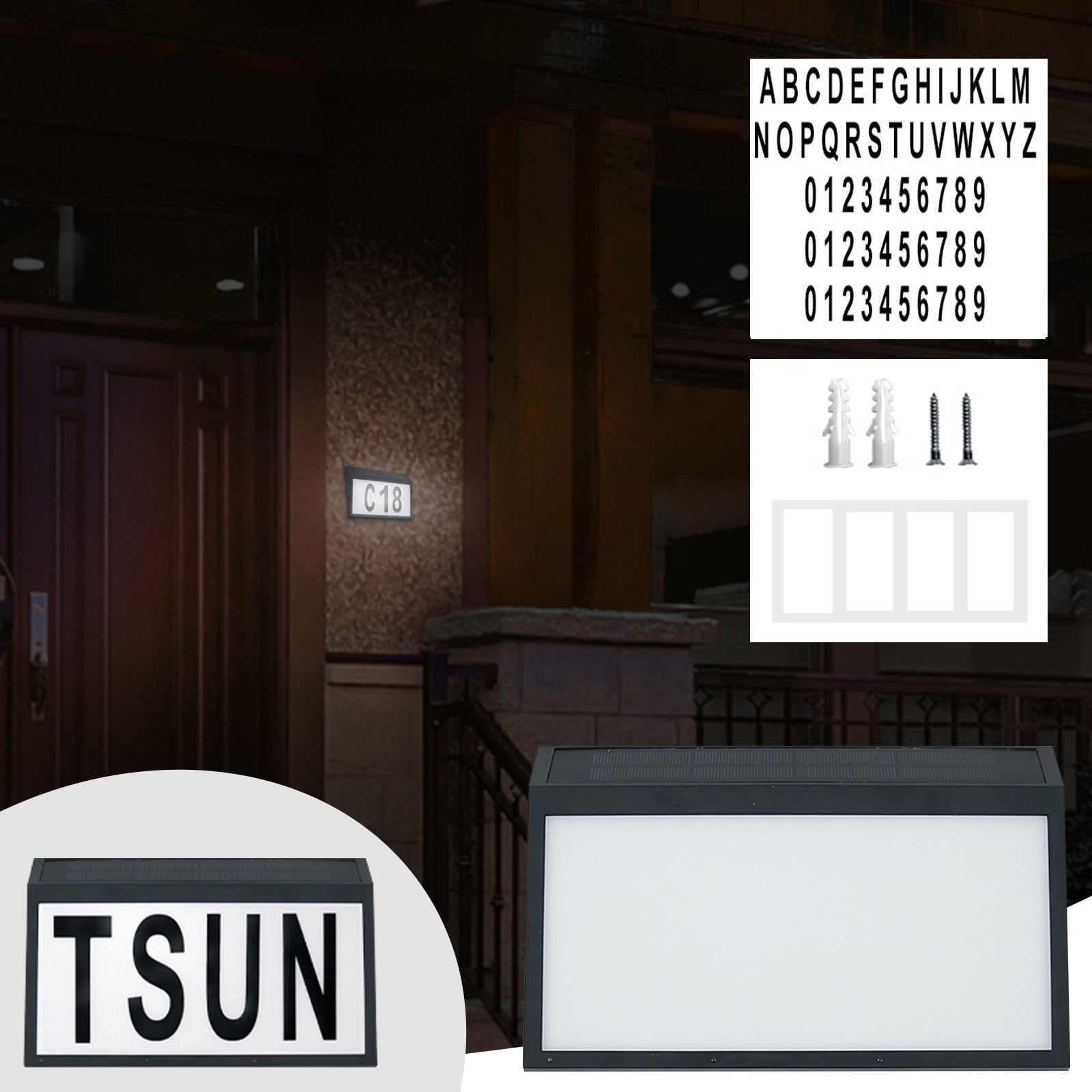 Qaailabf Solar LED House Number Address Sign with Dual Lighting Modes ...