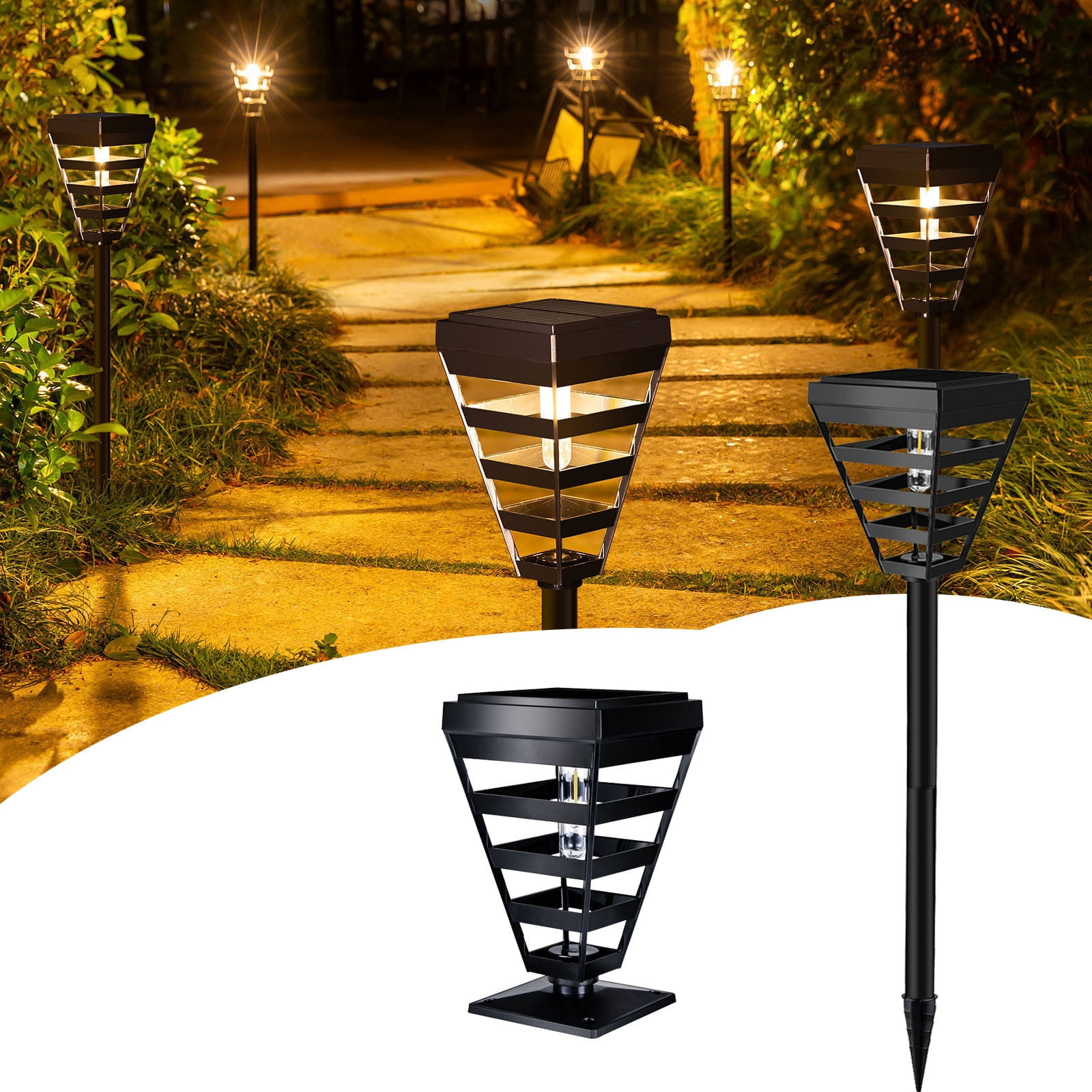 Qaailabf Solar Lamp Post Lights Outdoor Vintage 6-Hour Charge Warm ...