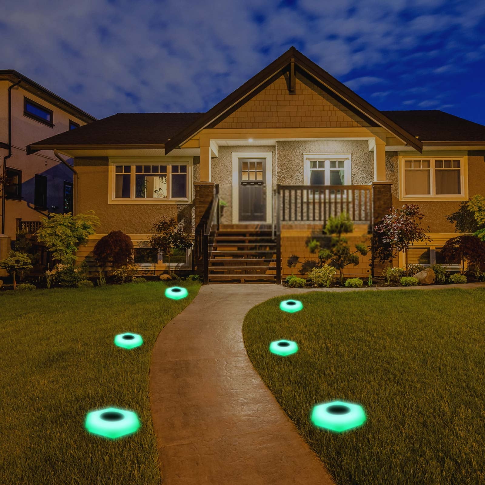 Solar Outdoor Garden Patio Floor Lamp | Round Pathway LED Light | Auto ...