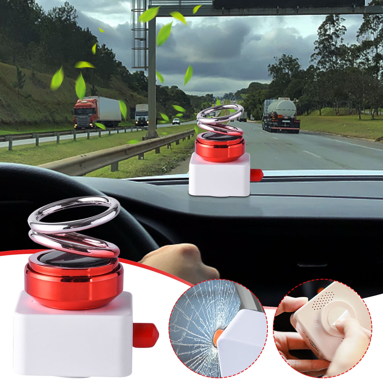 Qaailabf Solar Rotating Car Perfume Air Freshener with Emergency Window ...