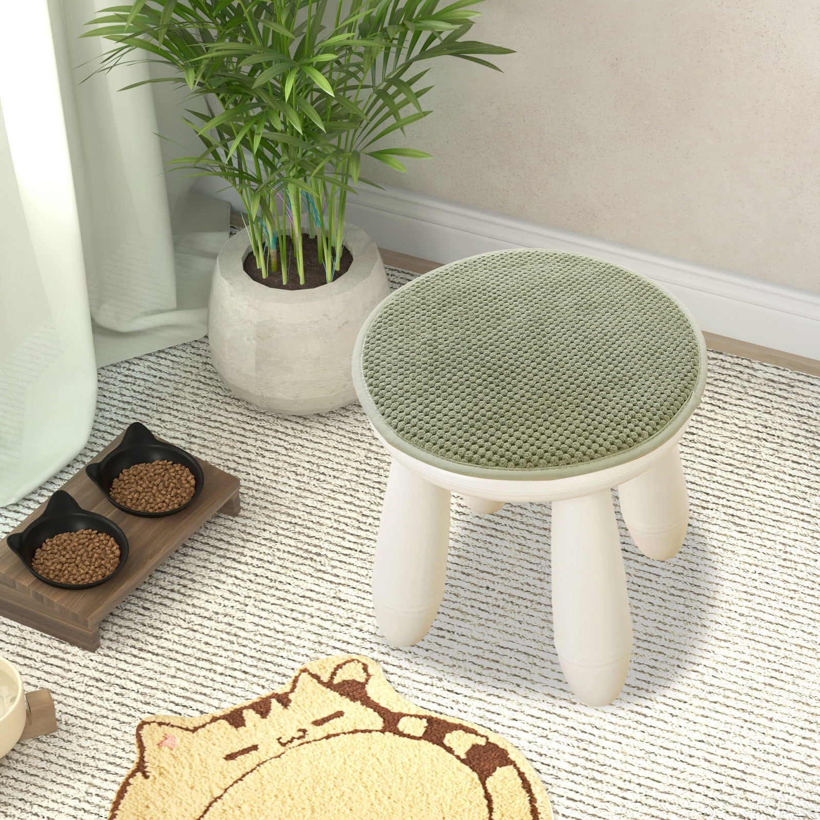 Qaailabf Solid Wood Round Stool Seat Cushion | Ergonomic Thickened ...