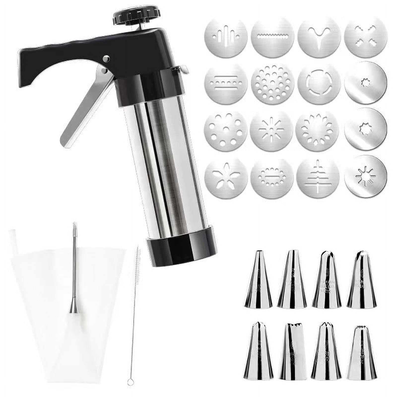 Qaailabf Stainless Steel Cake Decorating Gun Set with 8 Flower Tips and ...