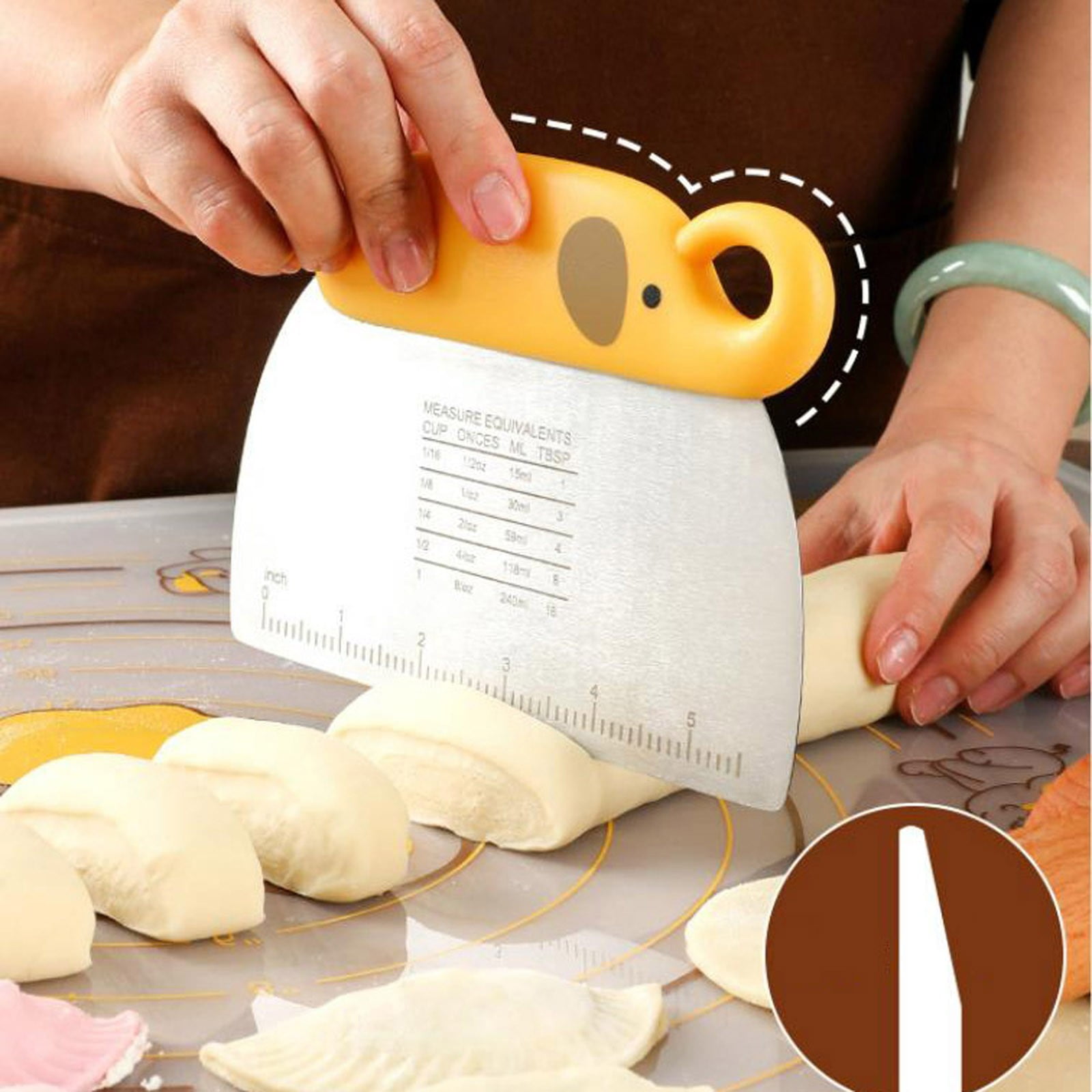 Qaailabf Stainless Steel Dough Scraper Cutter with Ergonomic TPR Handle ...