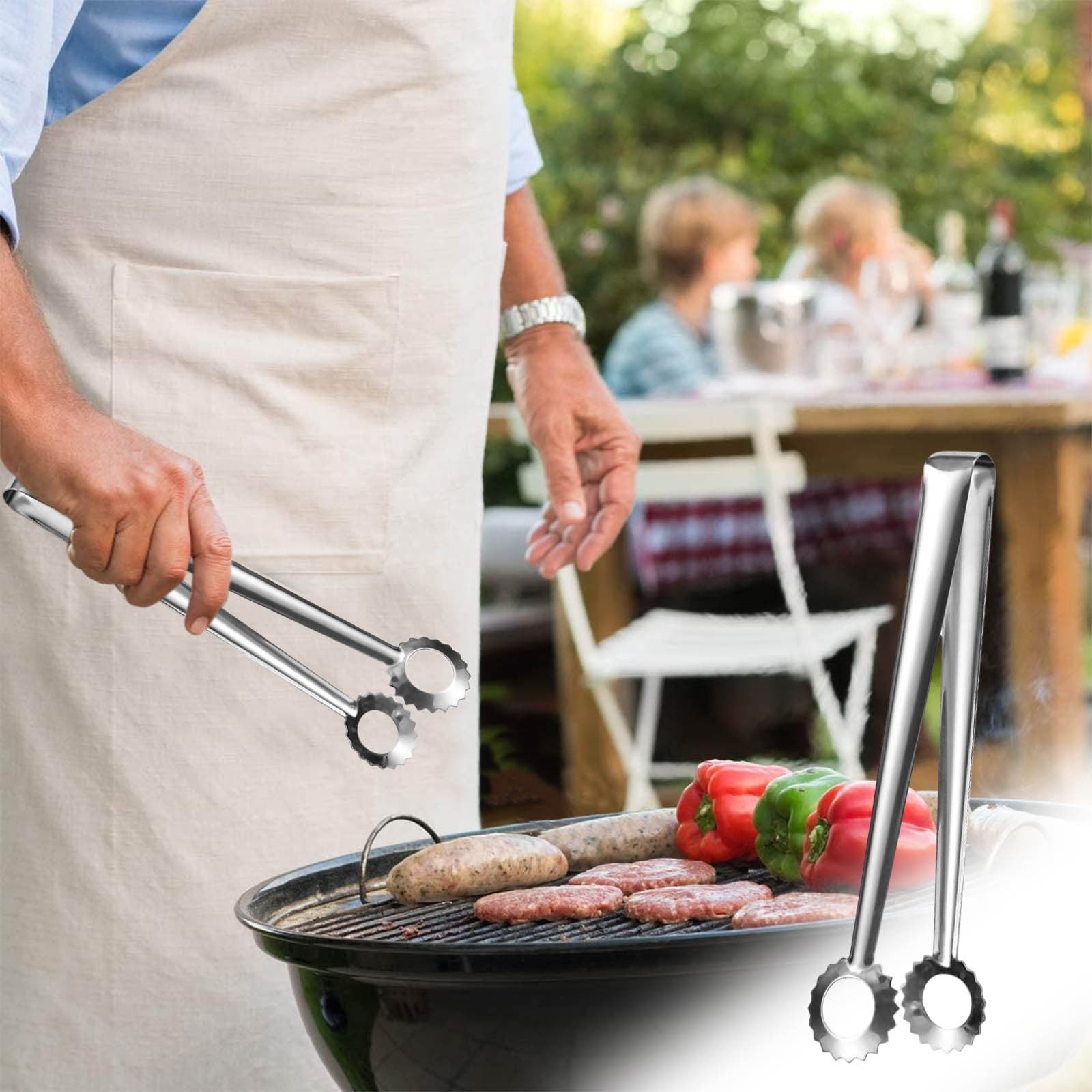 Qaailabf Stainless Steel Food Tongs for BBQ and Baking - Durable ...