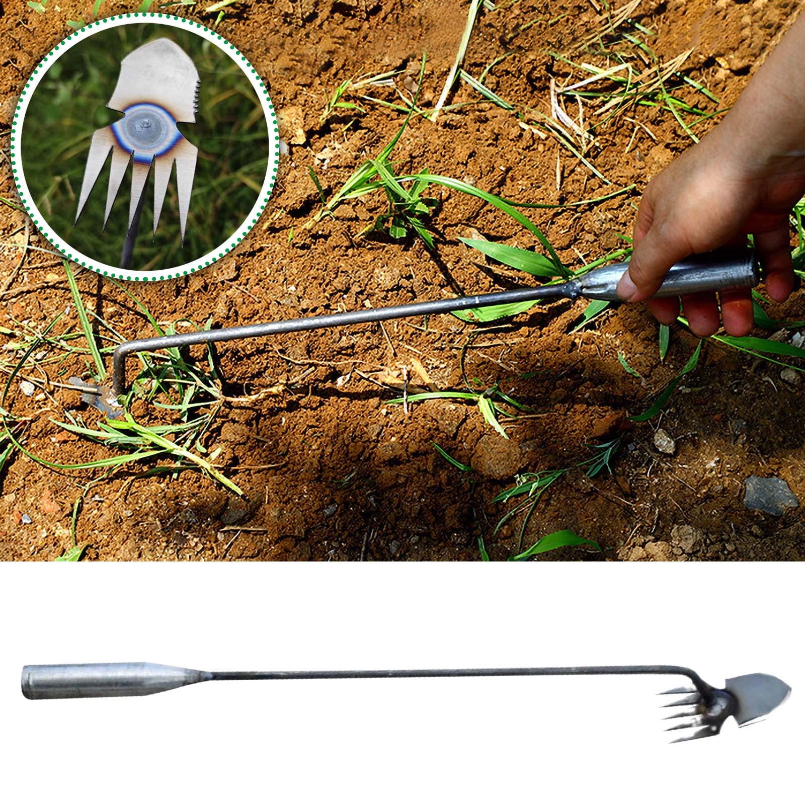 Qaailabf Stainless Steel Garden Weeding Rake 40cm V-Shaped Fork Design ...
