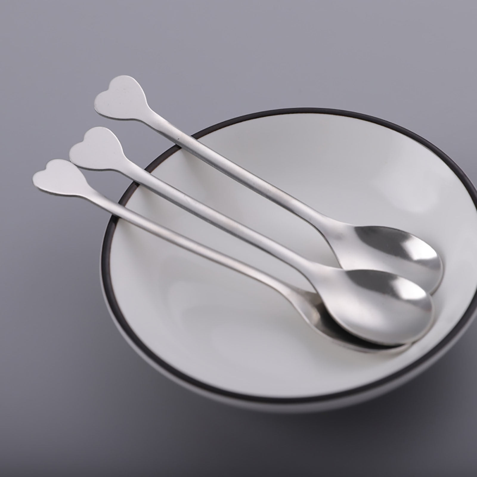 Qaailabf Stainless Steel Heart Handle Coffee Spoon 4.5 Inch Small ...