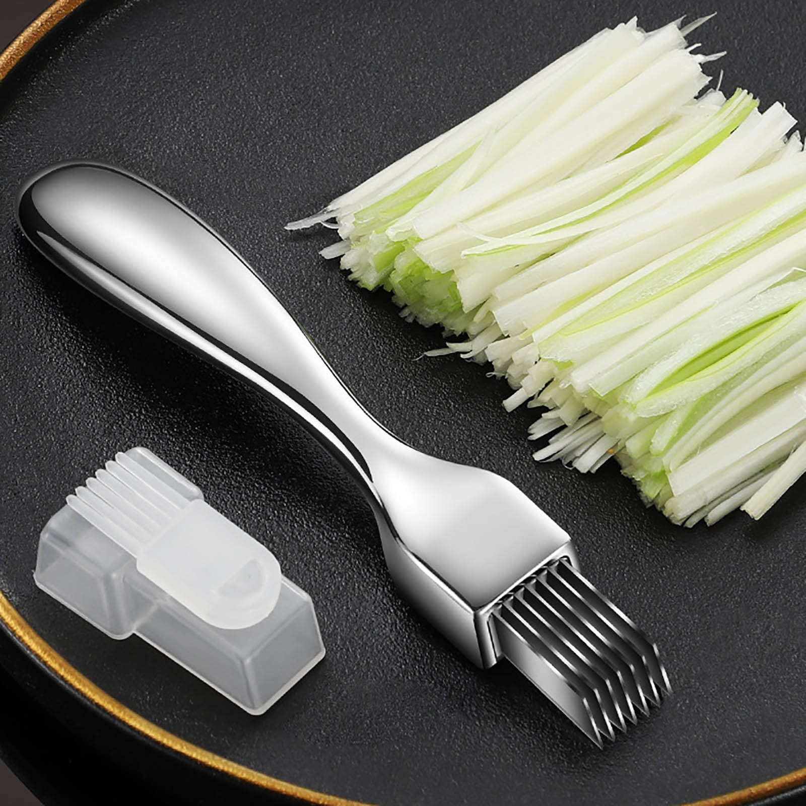 Qaailabf Stainless Steel Scallion Cutter Knife Effortless Herb Chopper ...