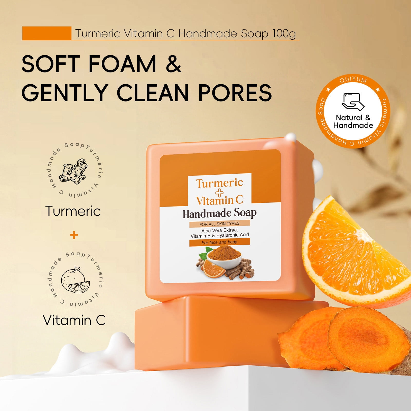 Qaailabf Turmeric Ginger Soap | Natural Hydrating Cleansing Bath Soap ...