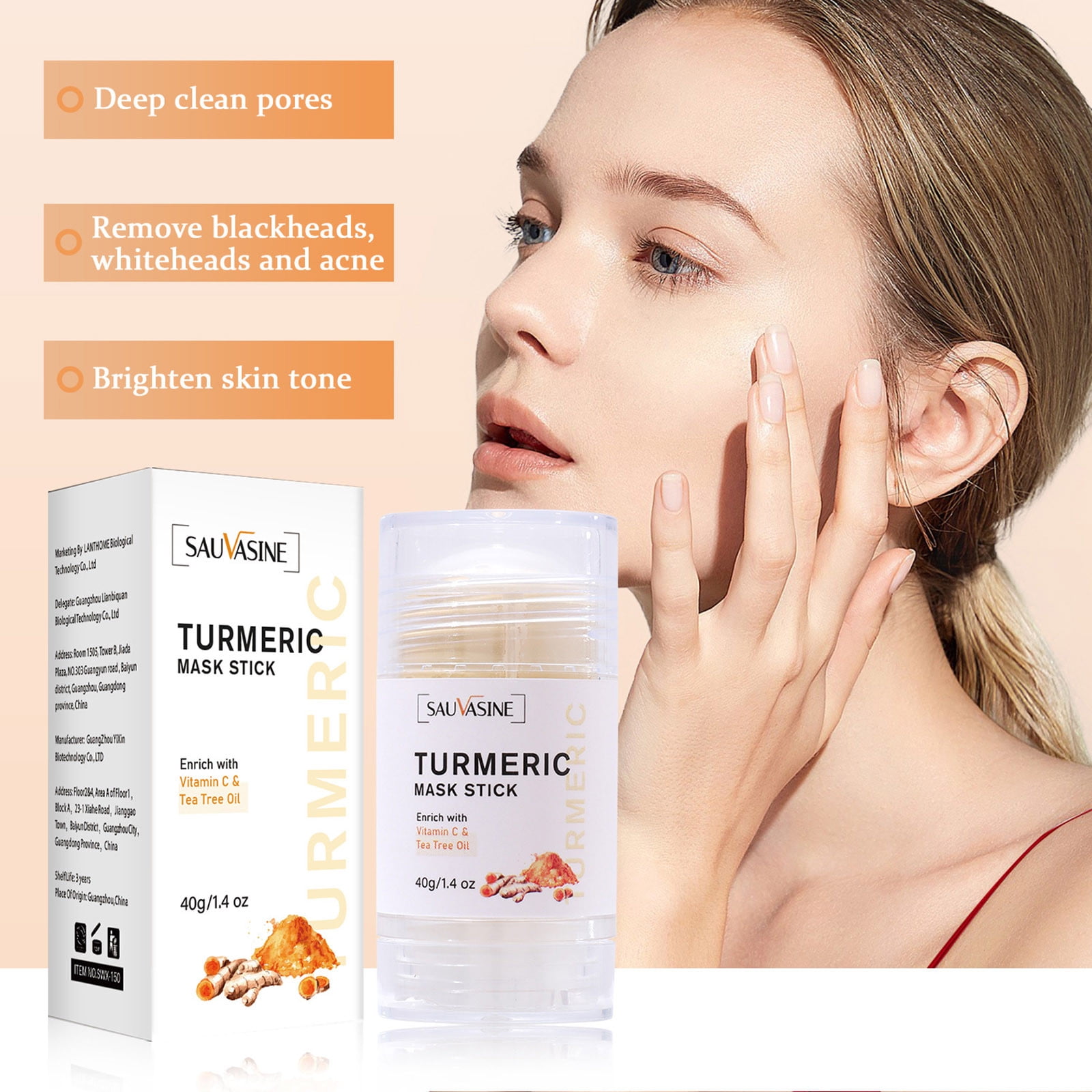 Qaailabf Turmeric VC Facial Mask Stick | All Skin Types Moisturizing ...