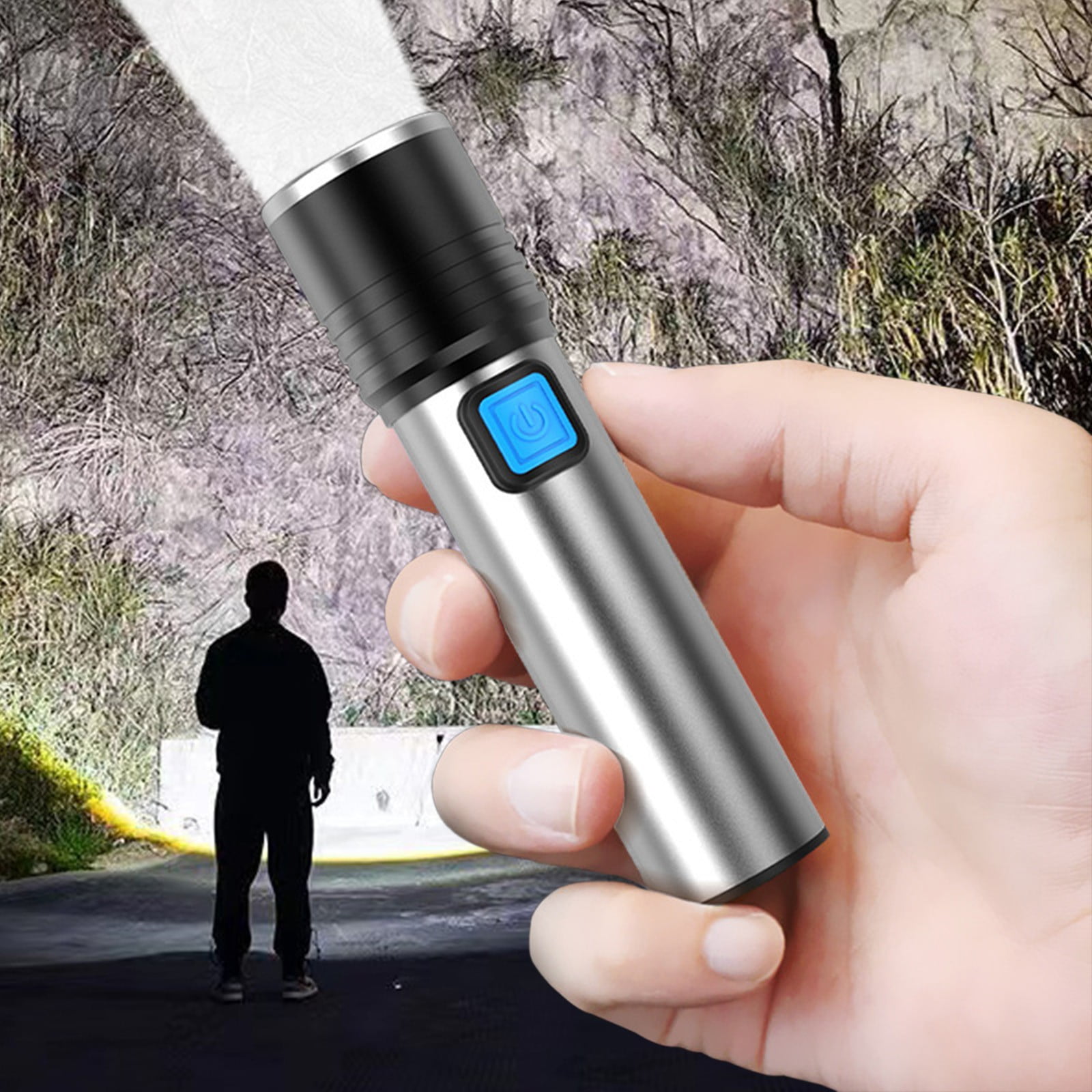 Qaailabf USB Rechargeable LED Flashlight Q5 Tactical Zoomable Torch ...