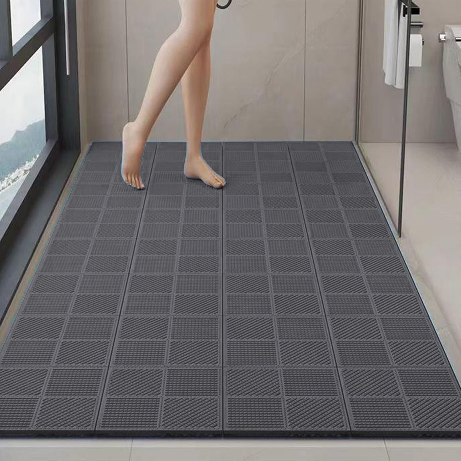 Qaailabf Waterproof Interlocking Bathroom Floor Mats | Non-Slip Pool ...