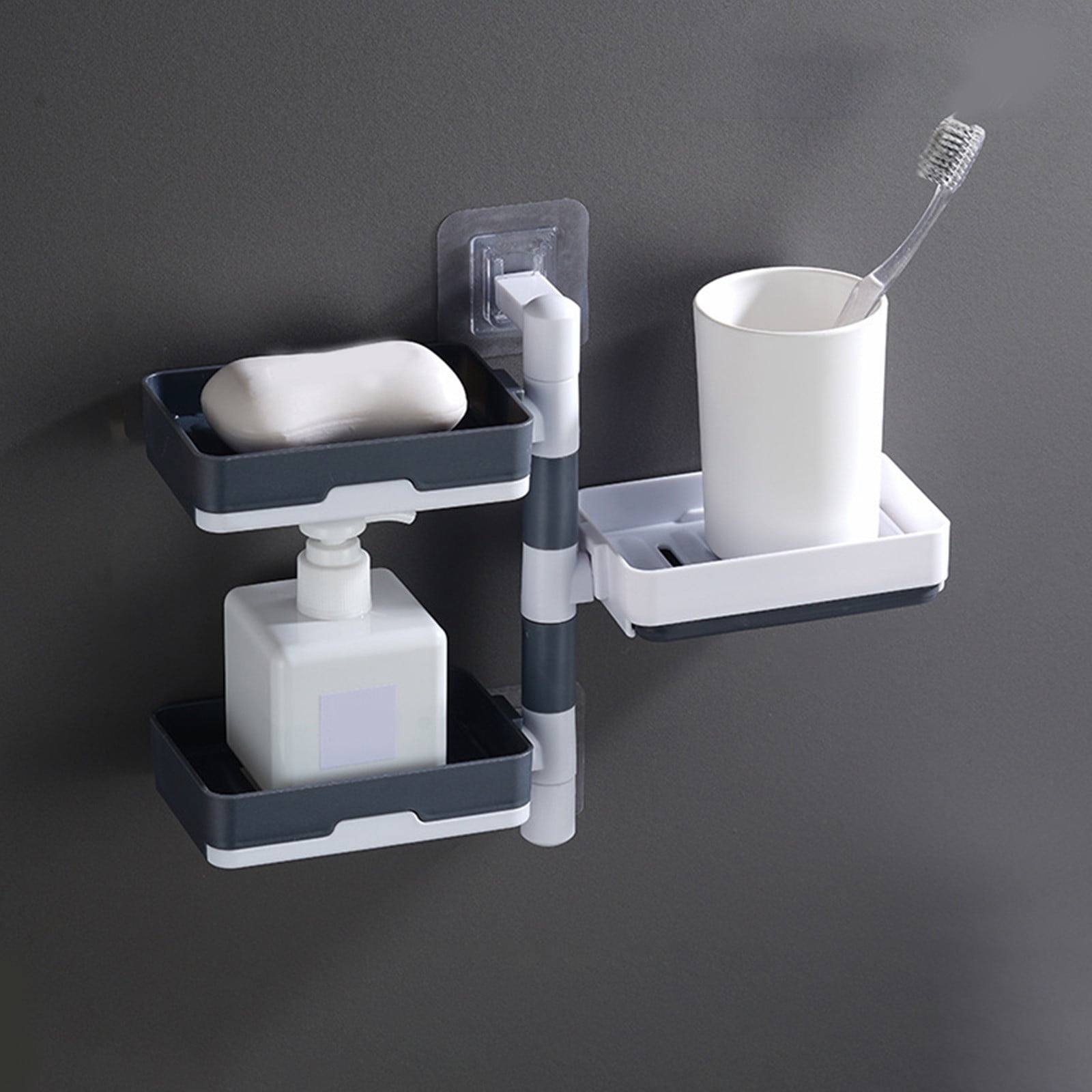 Wall Mounted Rotatable Soap Dish Organizer | 1-4 Layer Self-Adhesive ...
