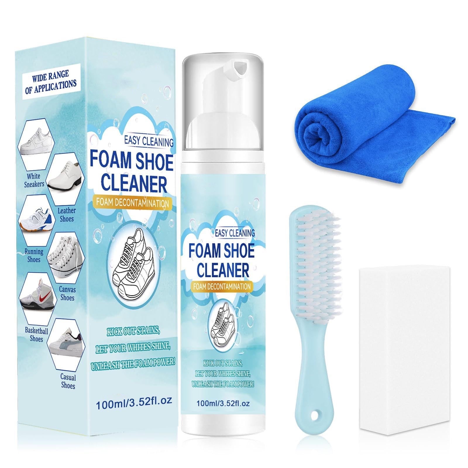 Qaailabf White Shoe Cleaner Kit | Foam Sneakers Cleaner 100ml ...