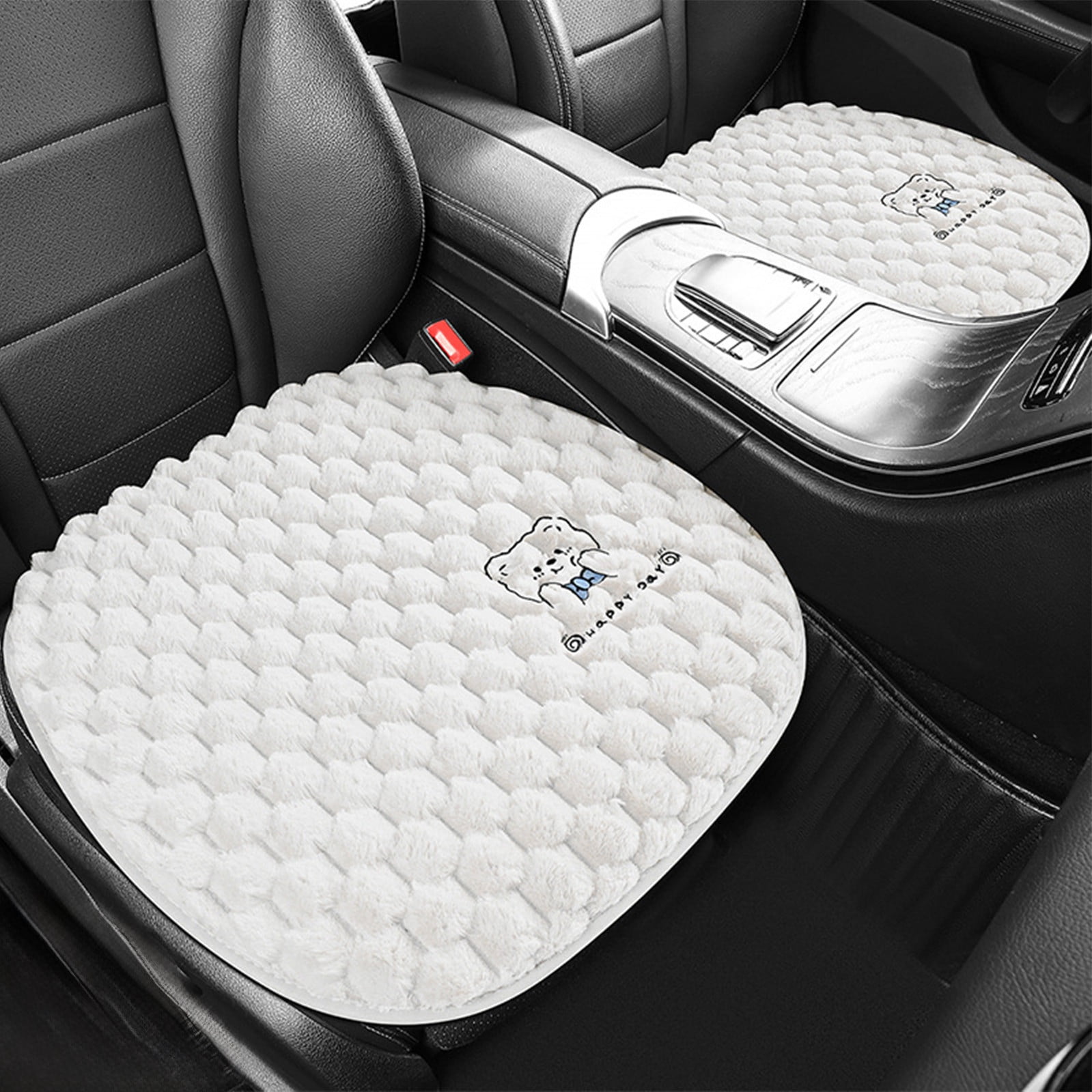 Qaailabf Winter Plush Bear Face Car Seat Cushion, 19.6x19.6 Inches Soft ...