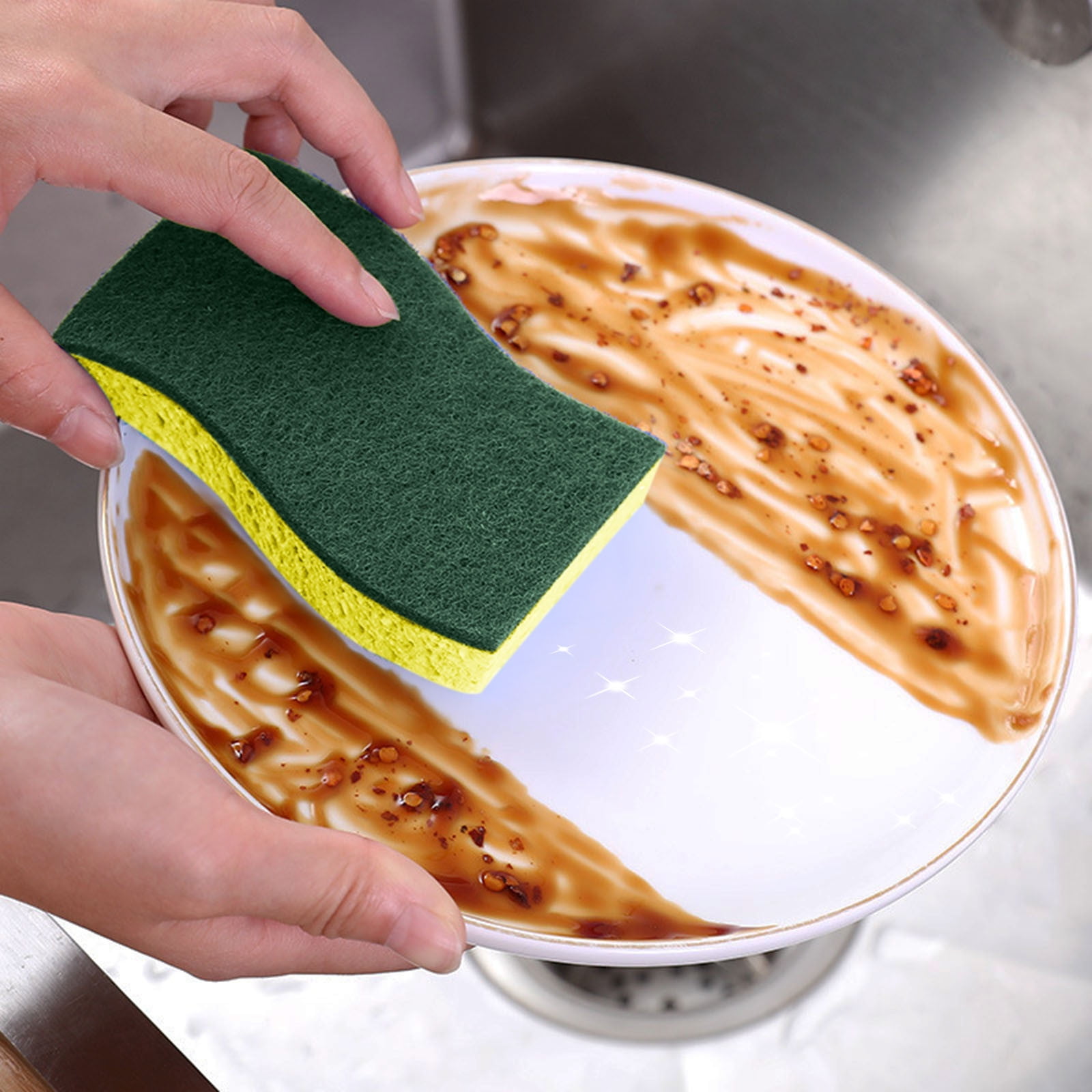 Qaailabf Wood Pulp Sponge Set | Blue Double-Layer Scouring Cloth ...