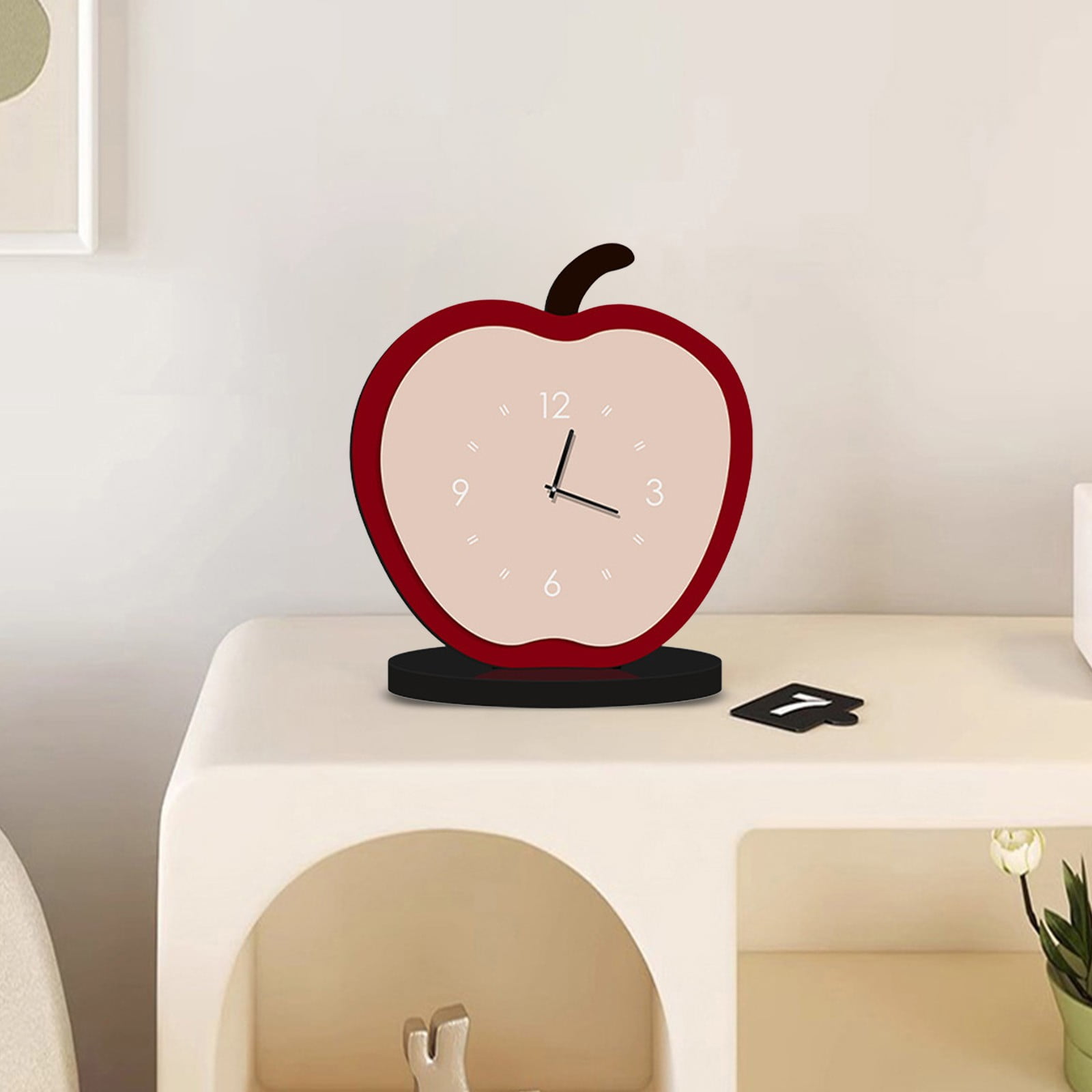 Qaailabf Wooden Desktop Clock, Red Decorative Timepiece for Living Room ...