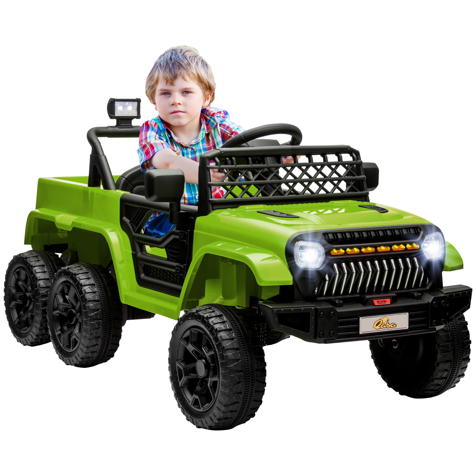 Qaba 12V 4x4 Kids Ride on Truck with Back Trailer, 2WD/4WD Switchable ...
