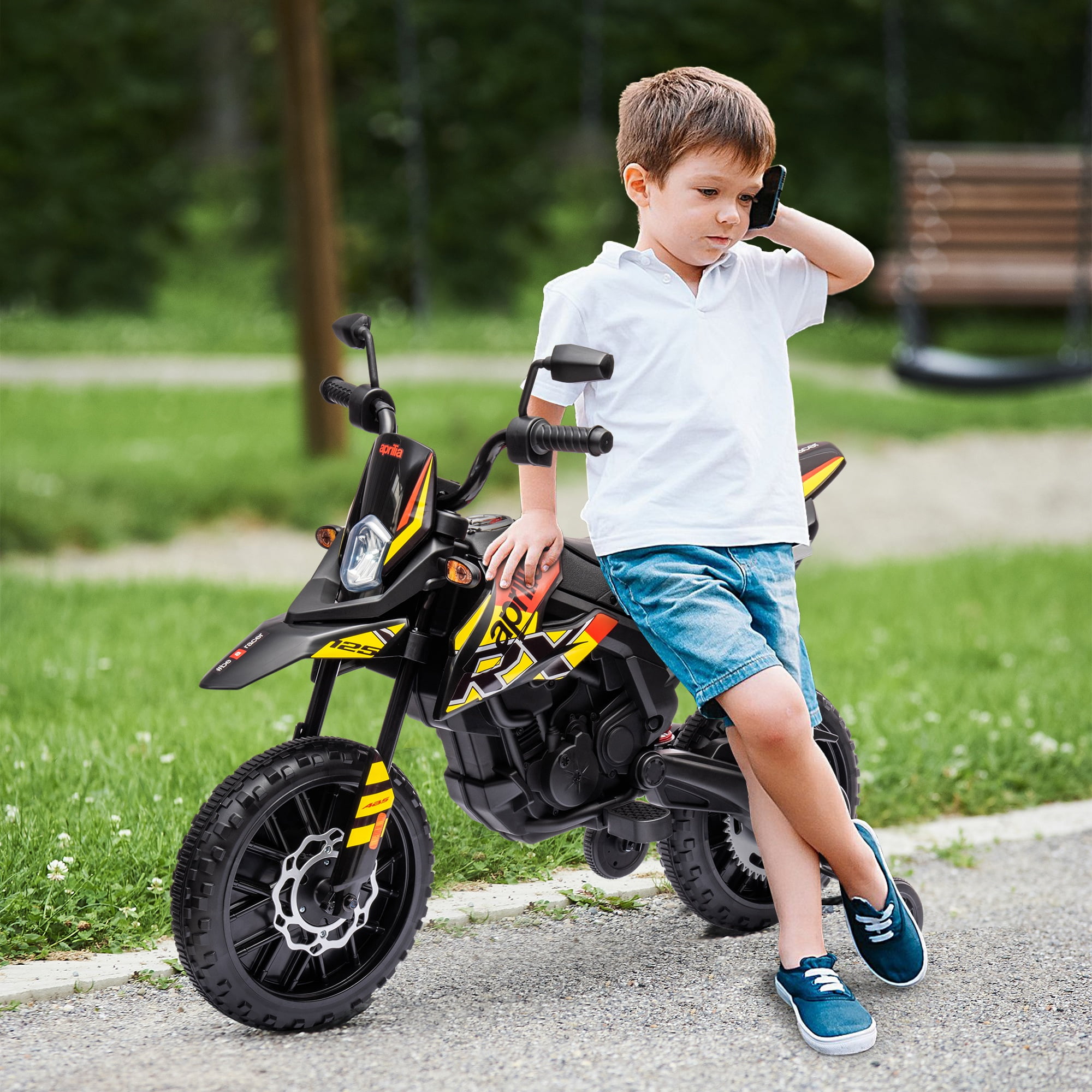 Qaba 12V Kids Motorcycle, Aprilia Licenced Electric Motorcycle for Kids ...