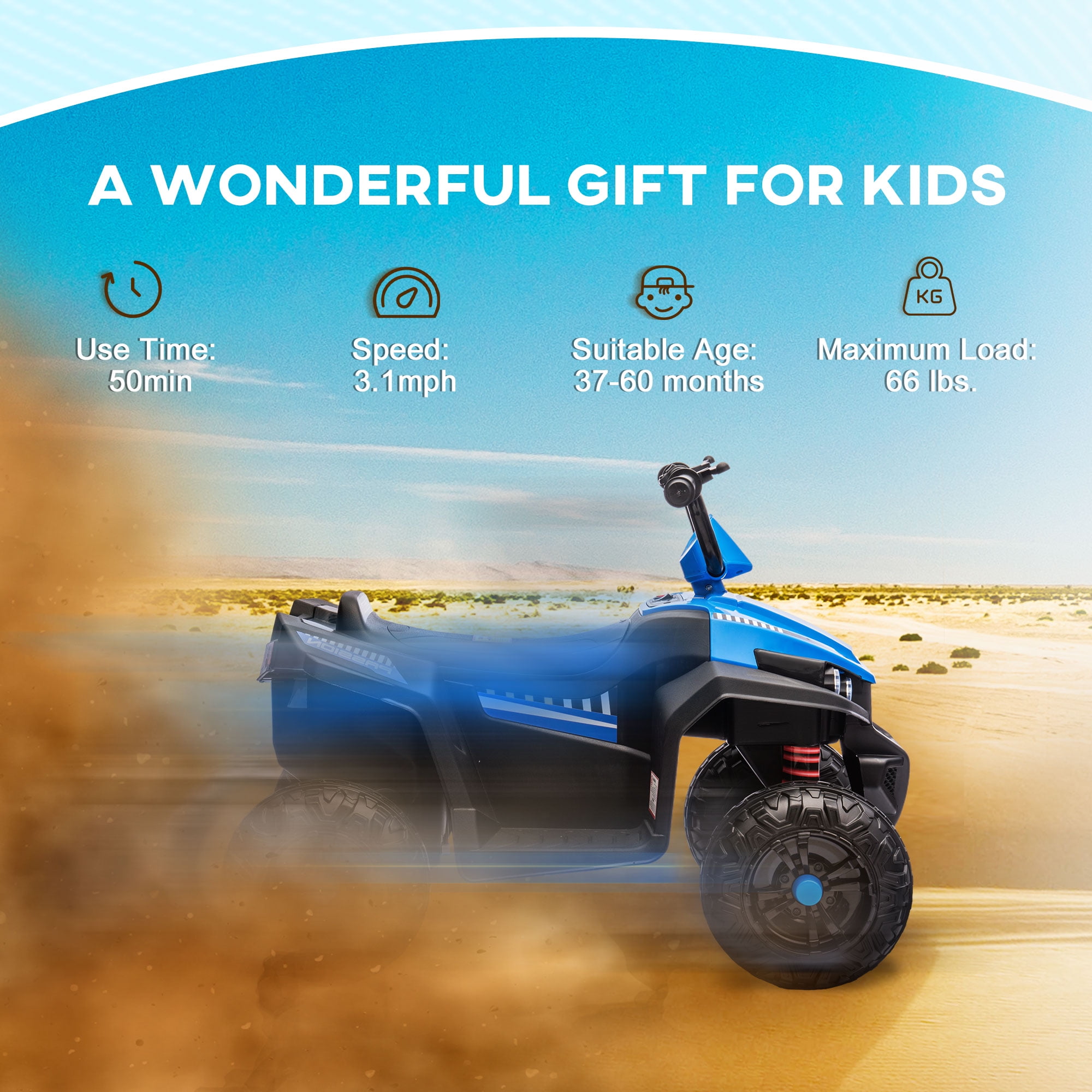Riding Toys Qaba 12V ATV, Battery Powered Four Wheeler with Spring ...