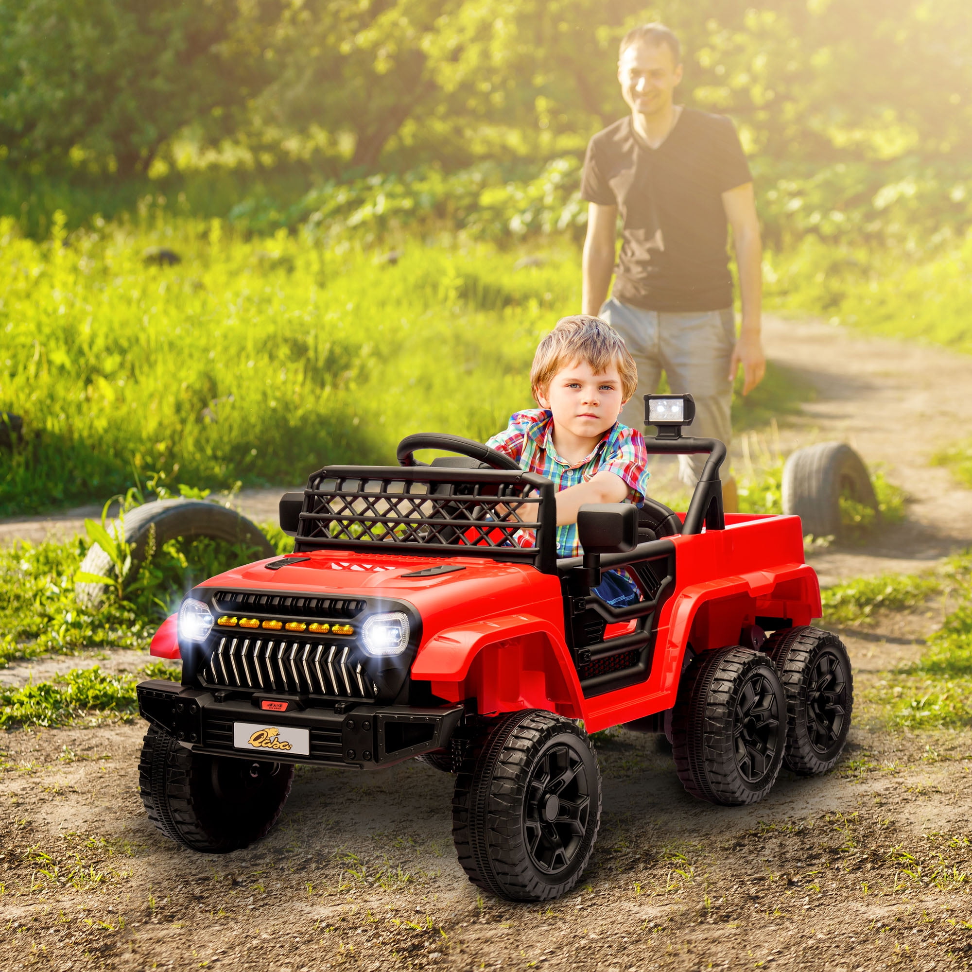 Qaba 12V 4x4 Kids Electric Car, 2WD/4WD Switchable Kids Ride on Car ...