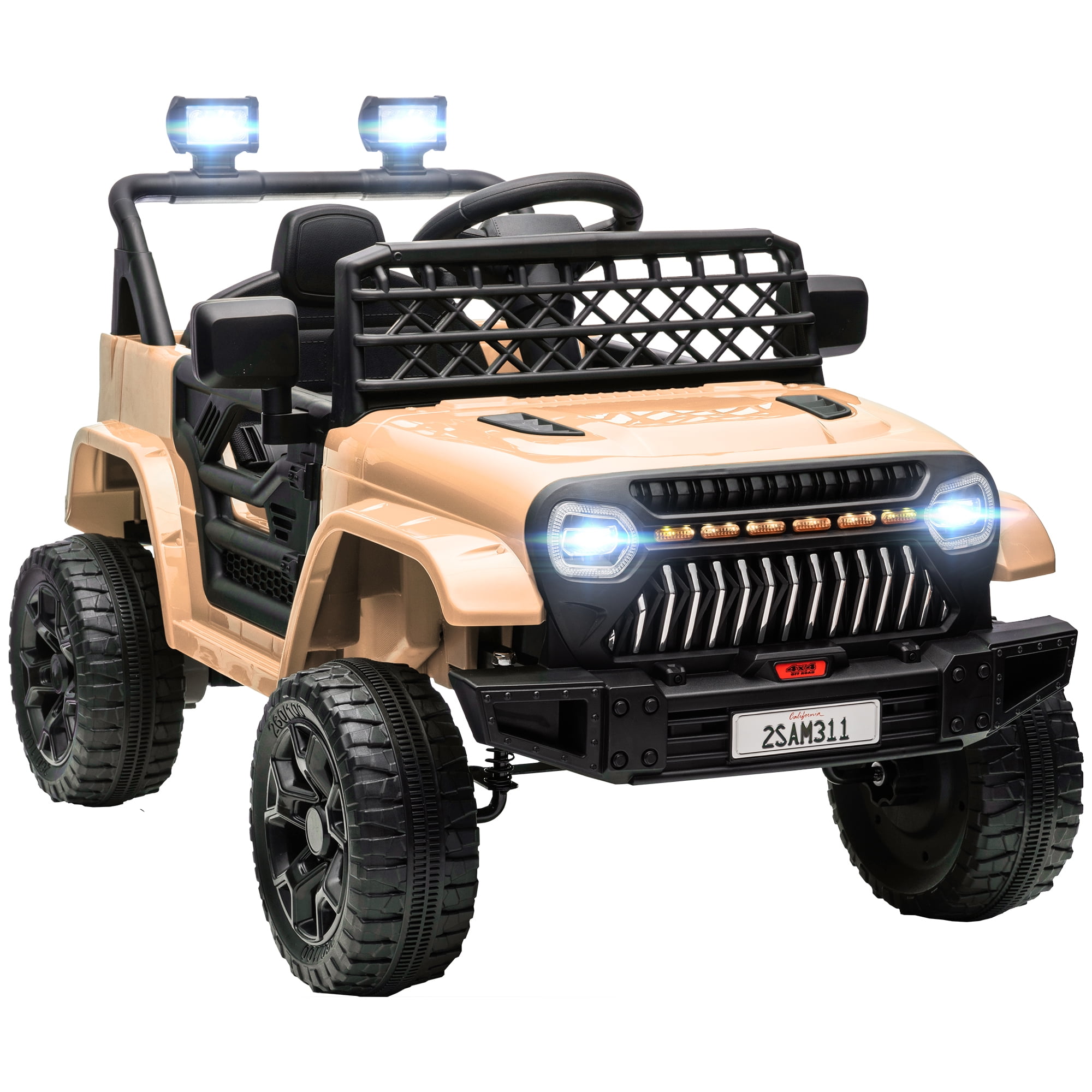Qaba 12V Ride On Truck, Battery Powered Kids Electric Car UTV with 4 Suspension Wheels, Remote ...