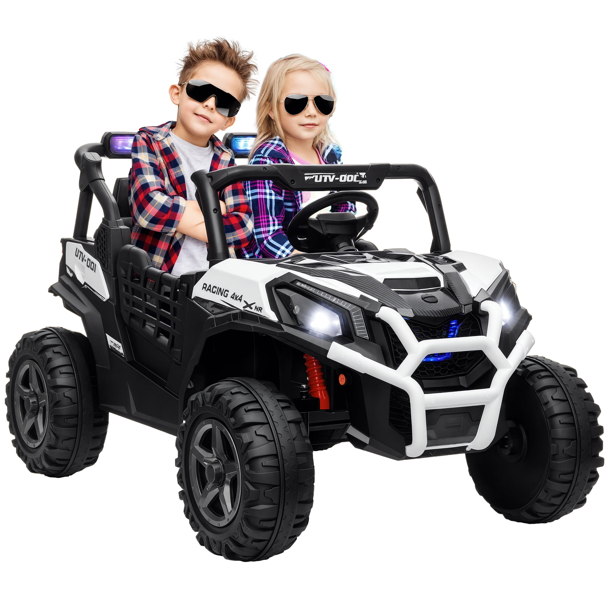 Qaba 2 Seater Electric Car for Kids, 24V Battery Powered Ride on Car ...
